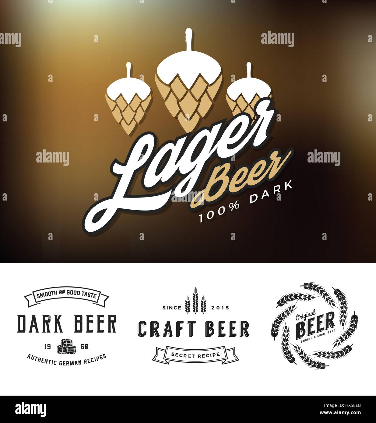 Collection of 9 Beer Logos, Badges, Stamps and Labels Design. Vector ...