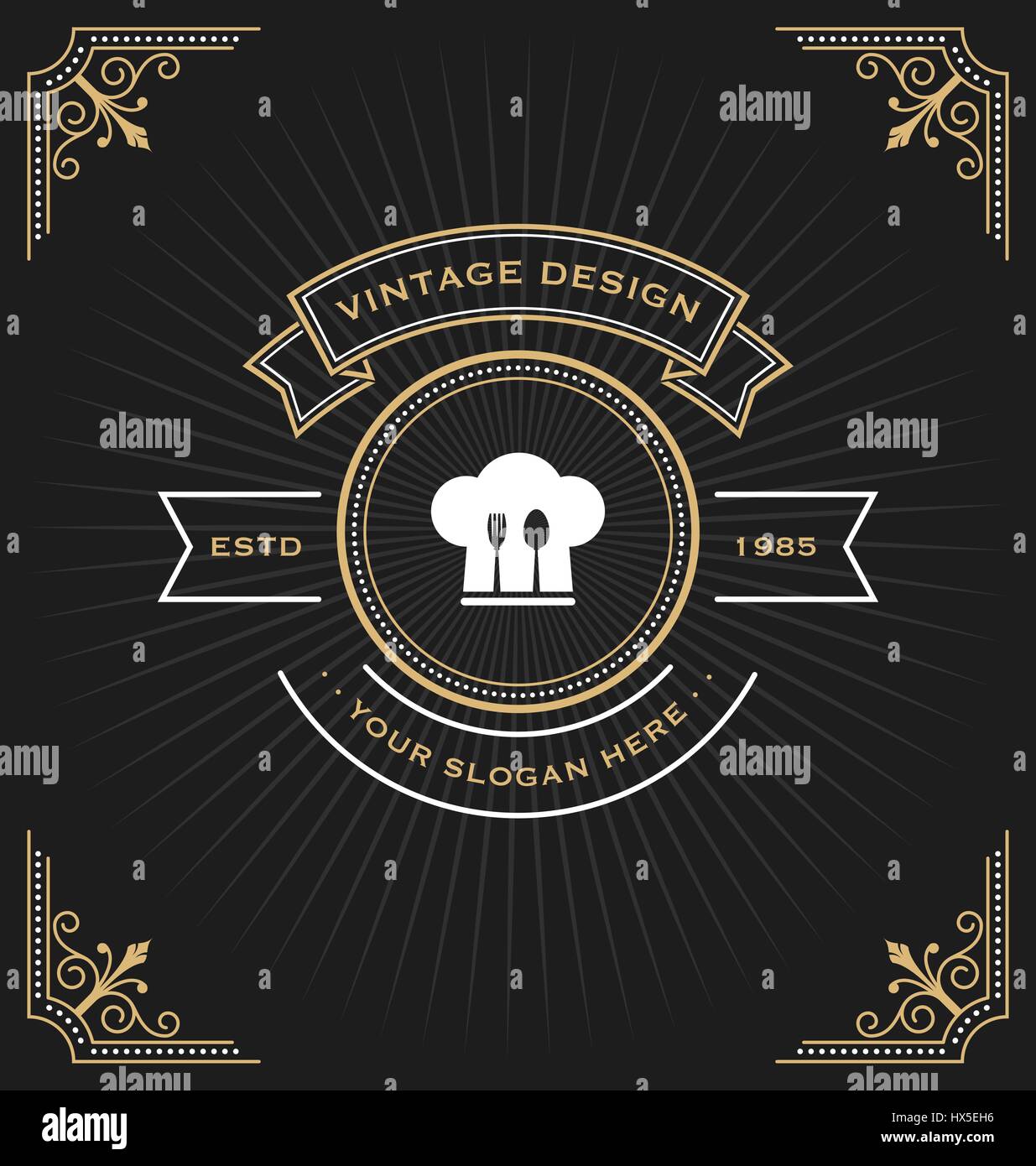 Retro vintage food and restaurant logo decorative design. Vector ...