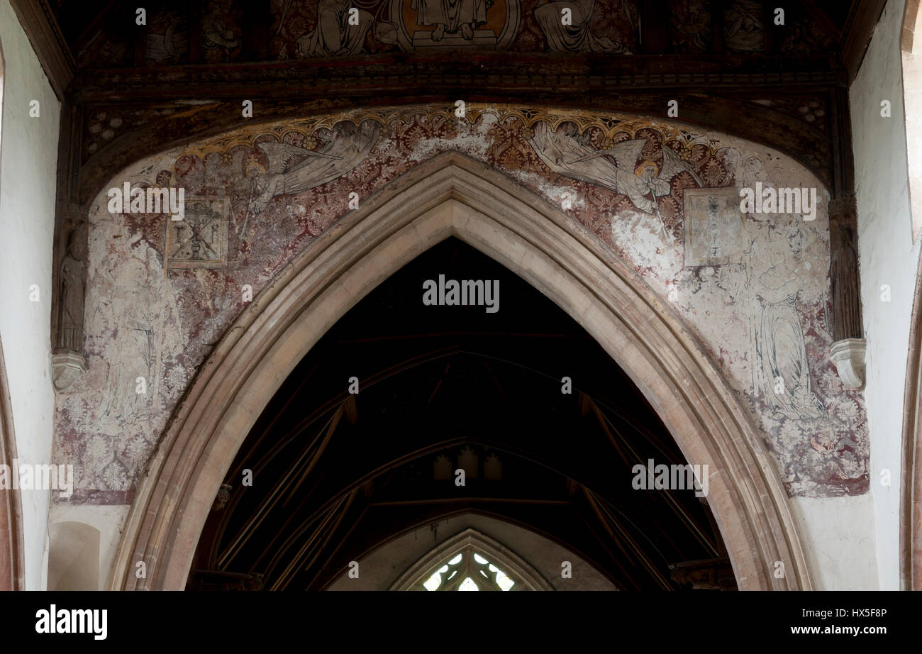 Medieval wall paintings in St. Peter`s Church, Wolferton, Norfolk ...
