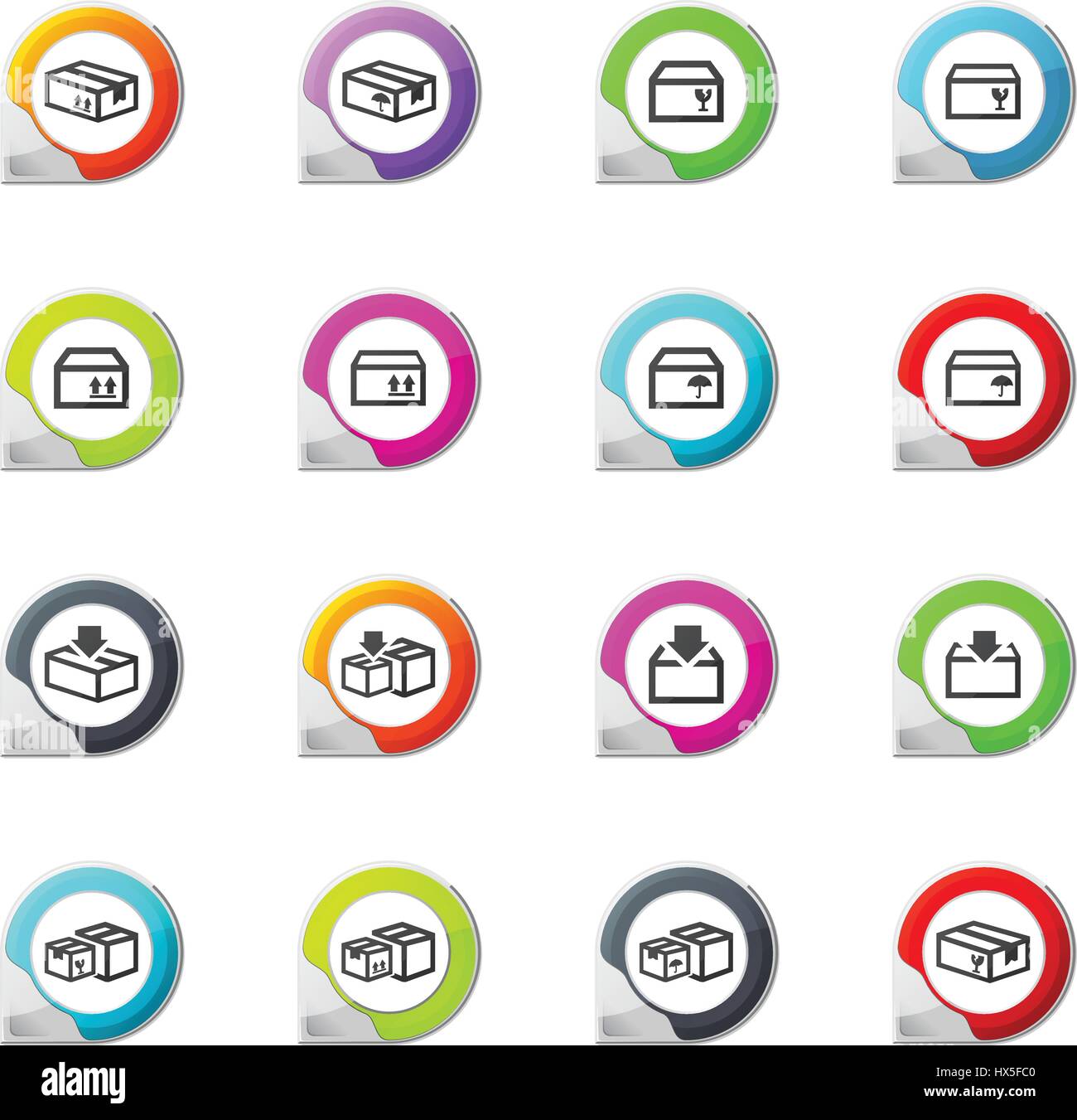 Simple set of box pointer on the color icons for your design Stock ...