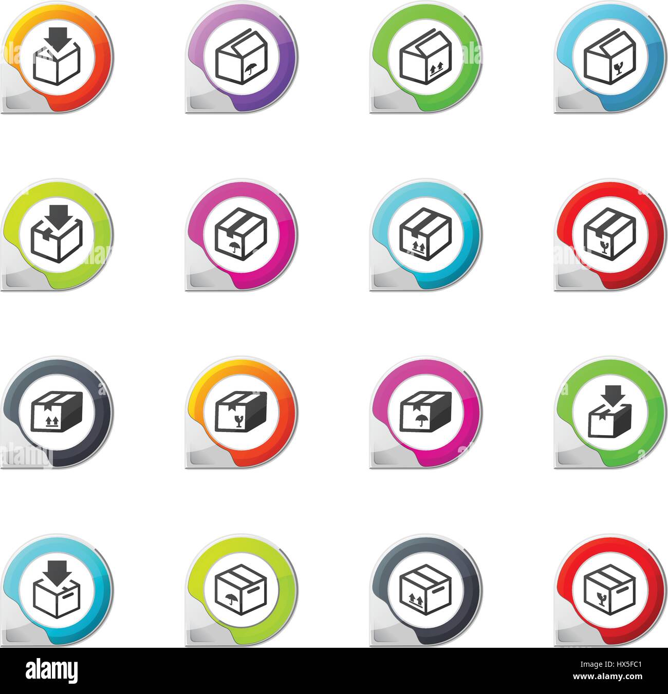 Simple set of box pointer on the color icons for your design Stock ...