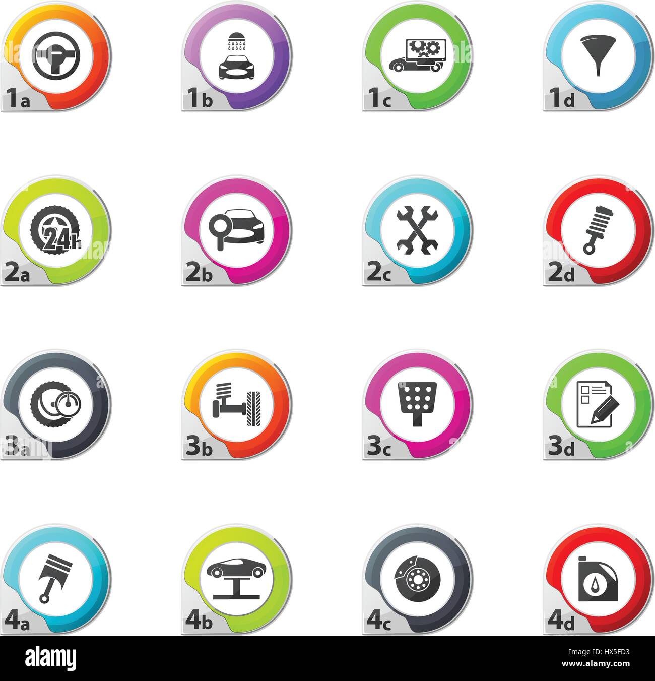 Vector vehicle service station web icons for user interface design ...