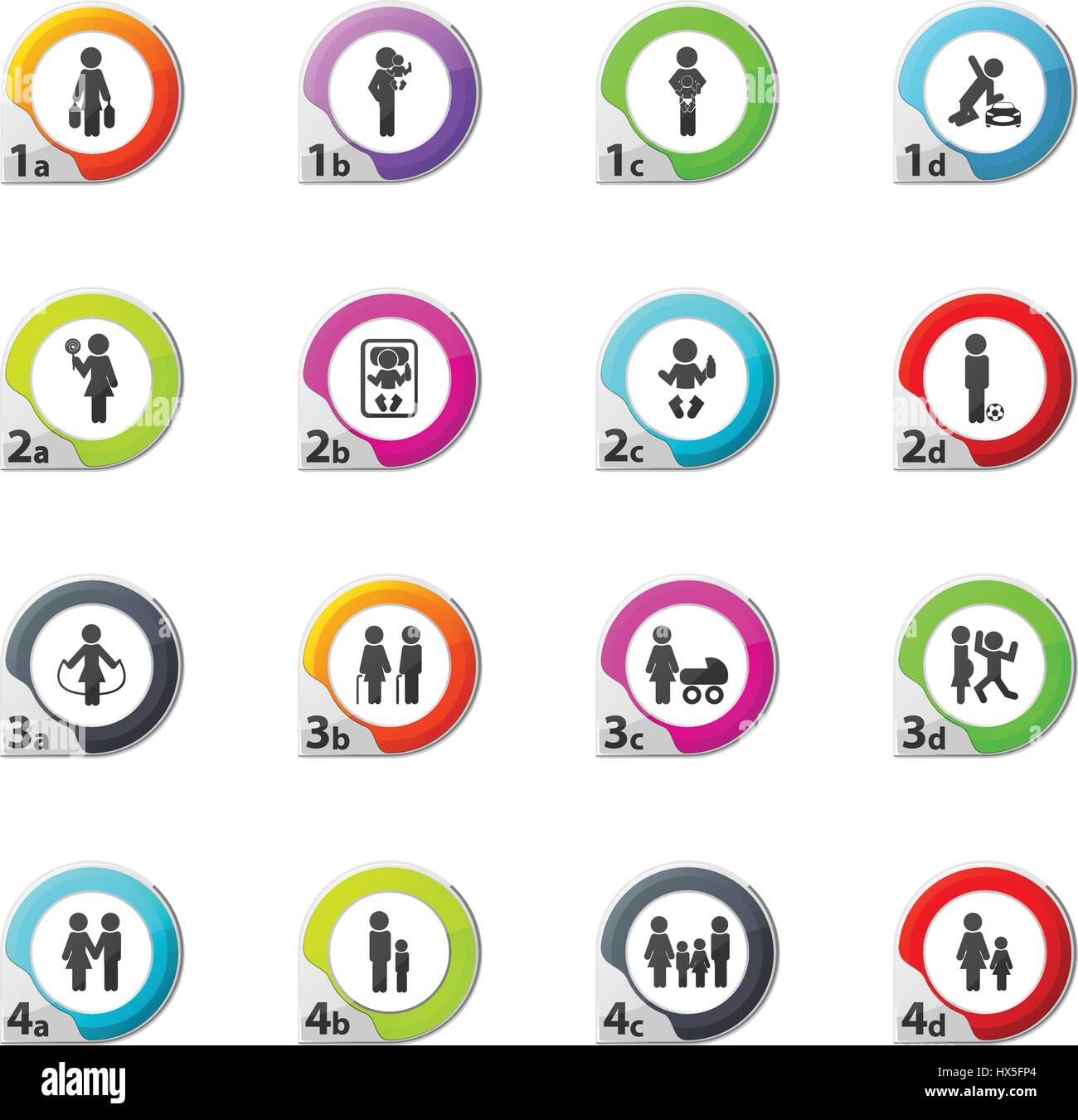 Family stickers web icons for user interface design Stock Vector Image ...