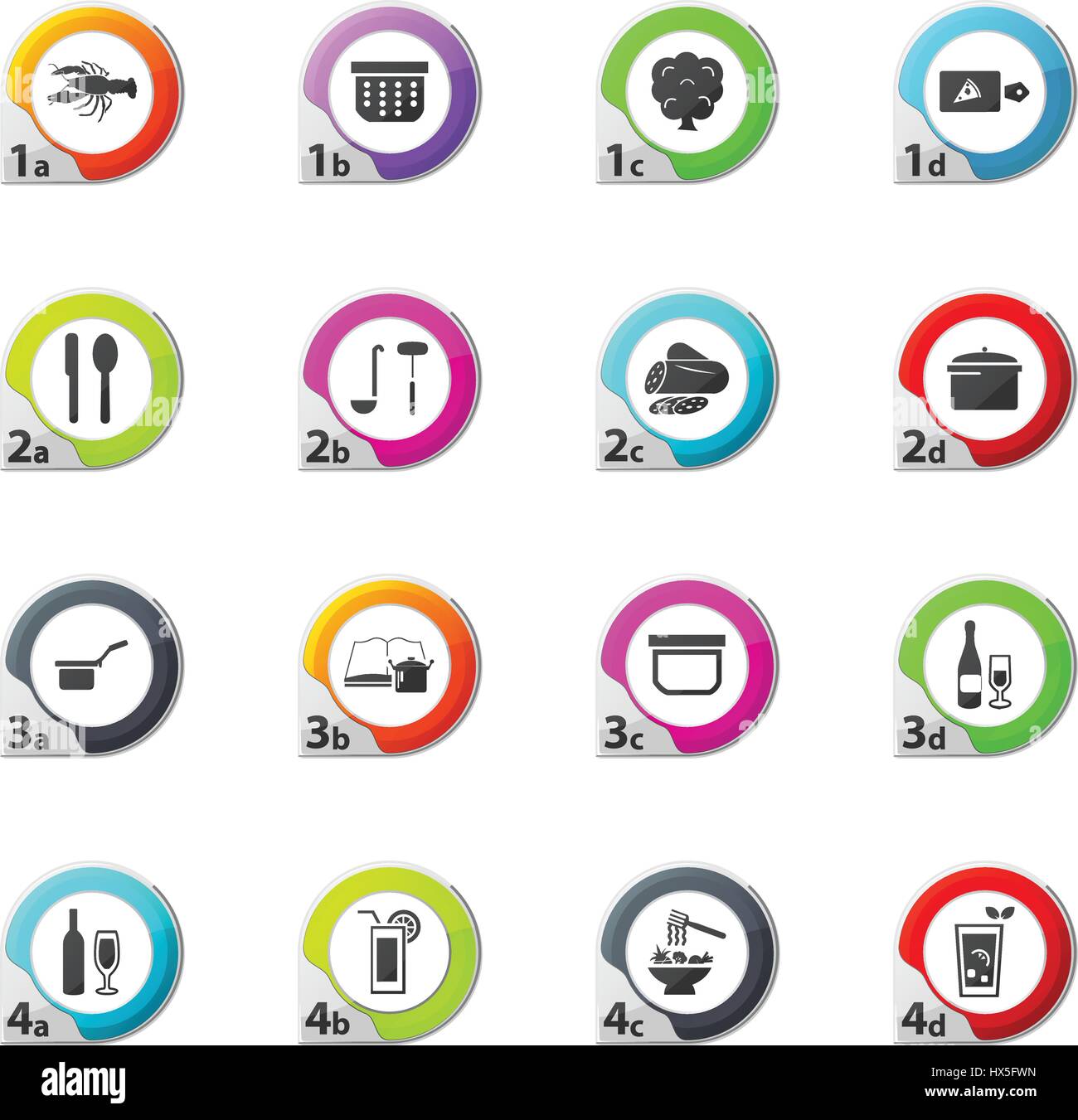 Food and kitchen web icons for user interface design Stock Vector Image ...