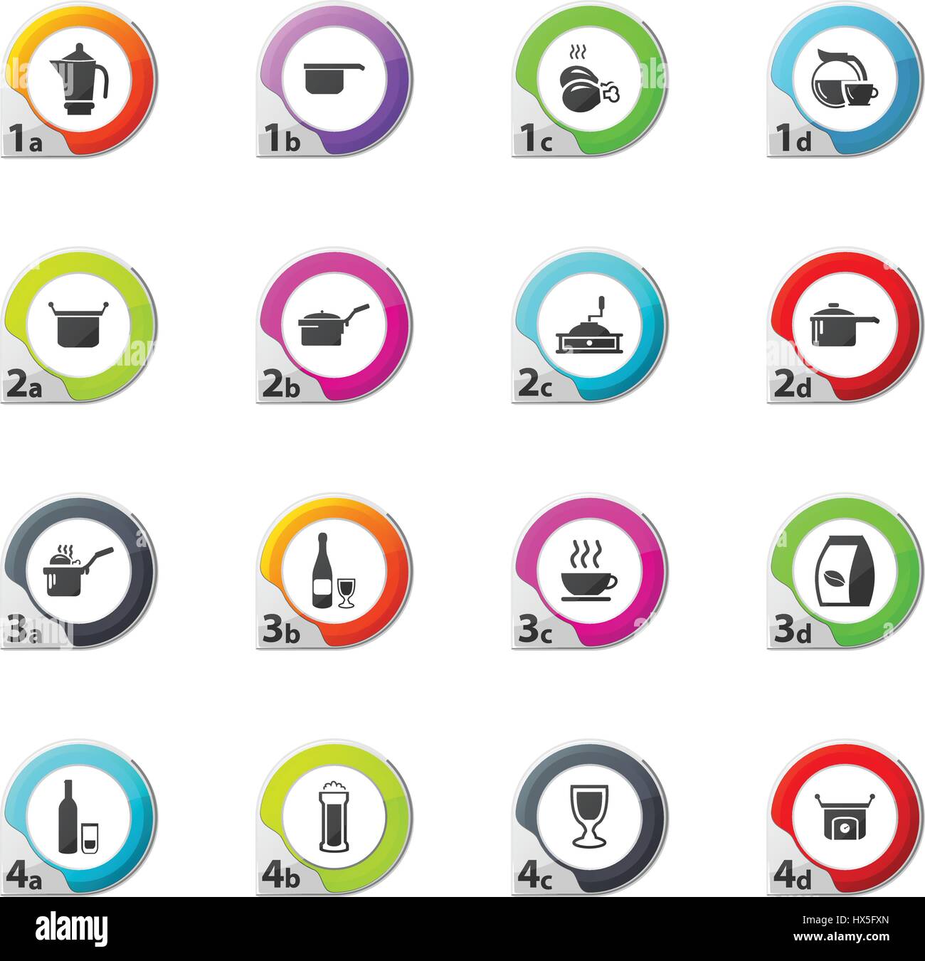 Food and kitchen web icons for user interface design Stock Vector Image ...