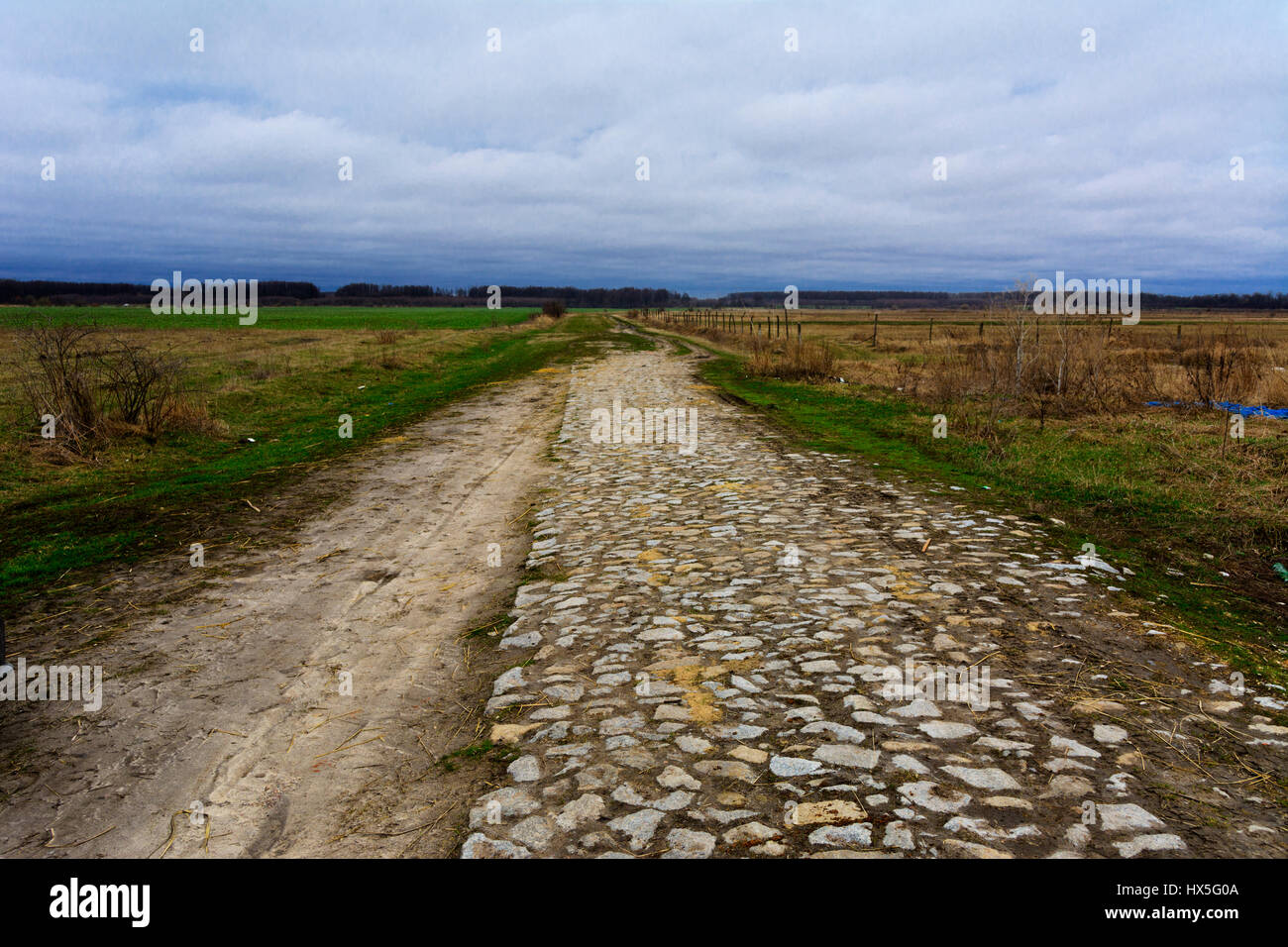 Very old road from the paving stones from the village to the field ...