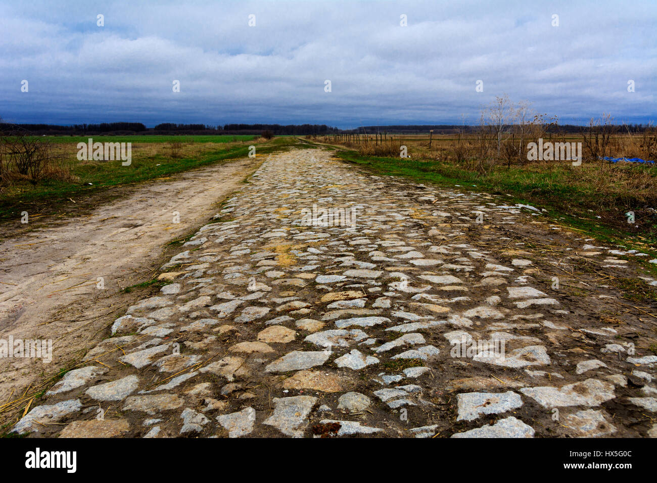 Very old road from the paving stones from the village to the field ...