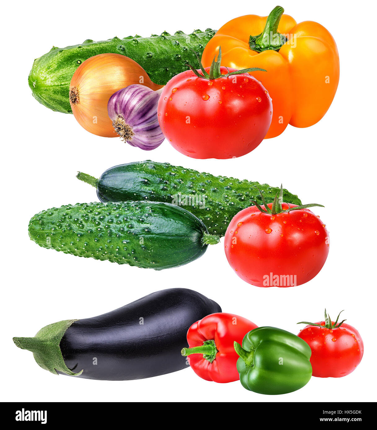 Set fresh vegetables. Isolated on white background Stock Photo - Alamy