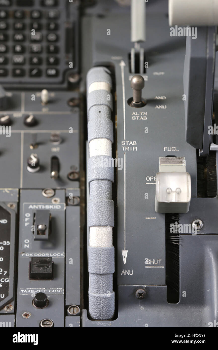 trim wheel of a twin engined airliner Stock Photo - Alamy