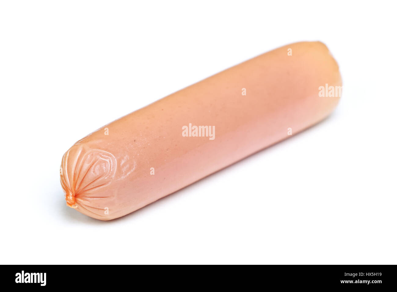 One sausage isolated on white background Stock Photo - Alamy