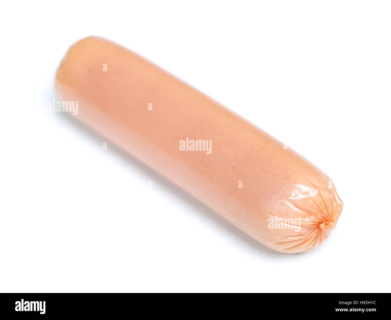 One sausage isolated on white background Stock Photo - Alamy
