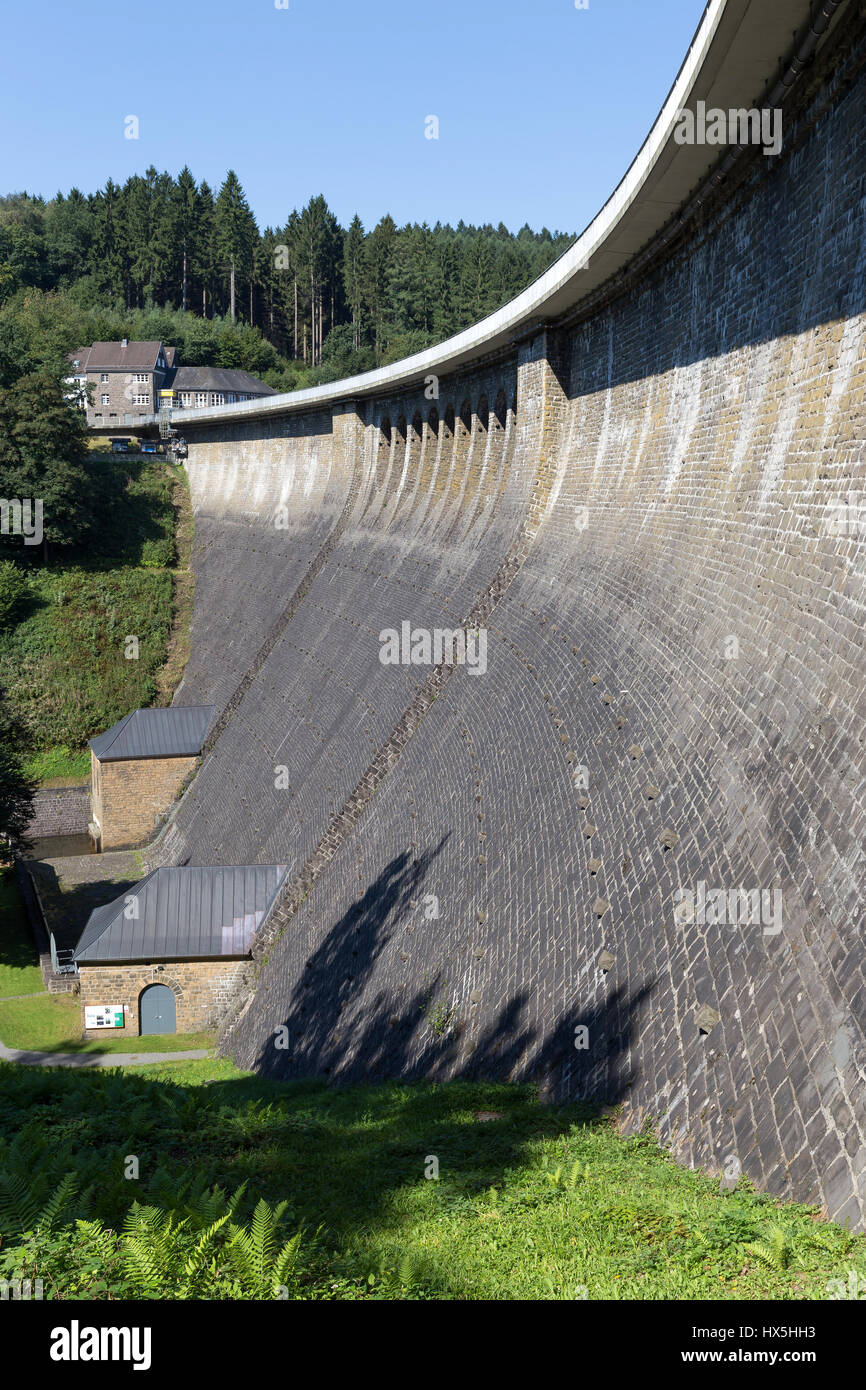 dam of the Aggertalsperre - storage reservoir near Gummersbach ...