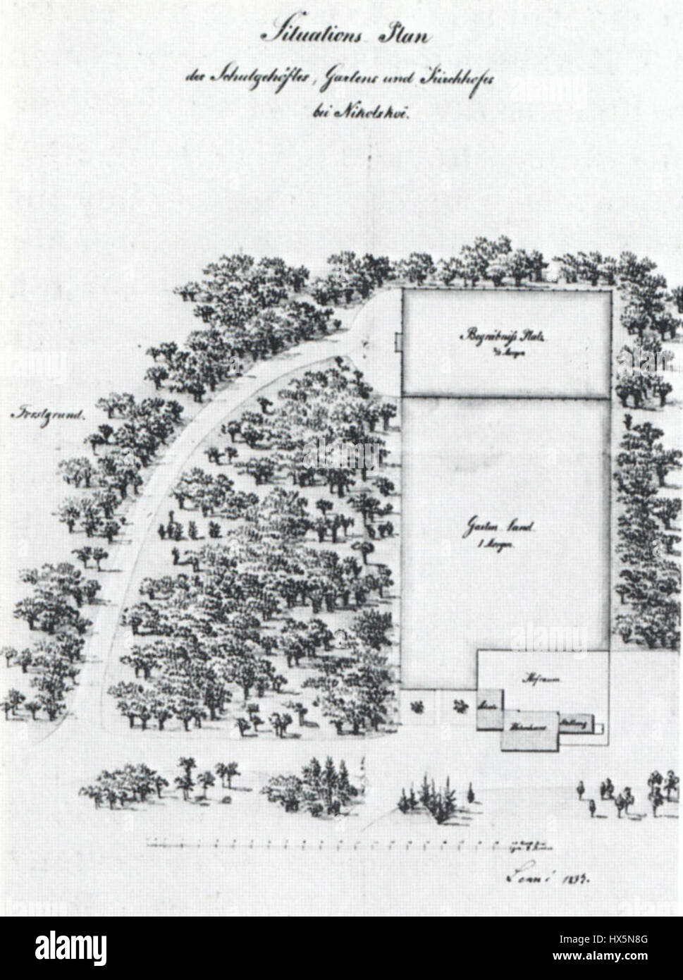 Nikolskoe Friedhof Entwurf LennC3A9 gez von Kloeber 28.11.1837 Stock ...
