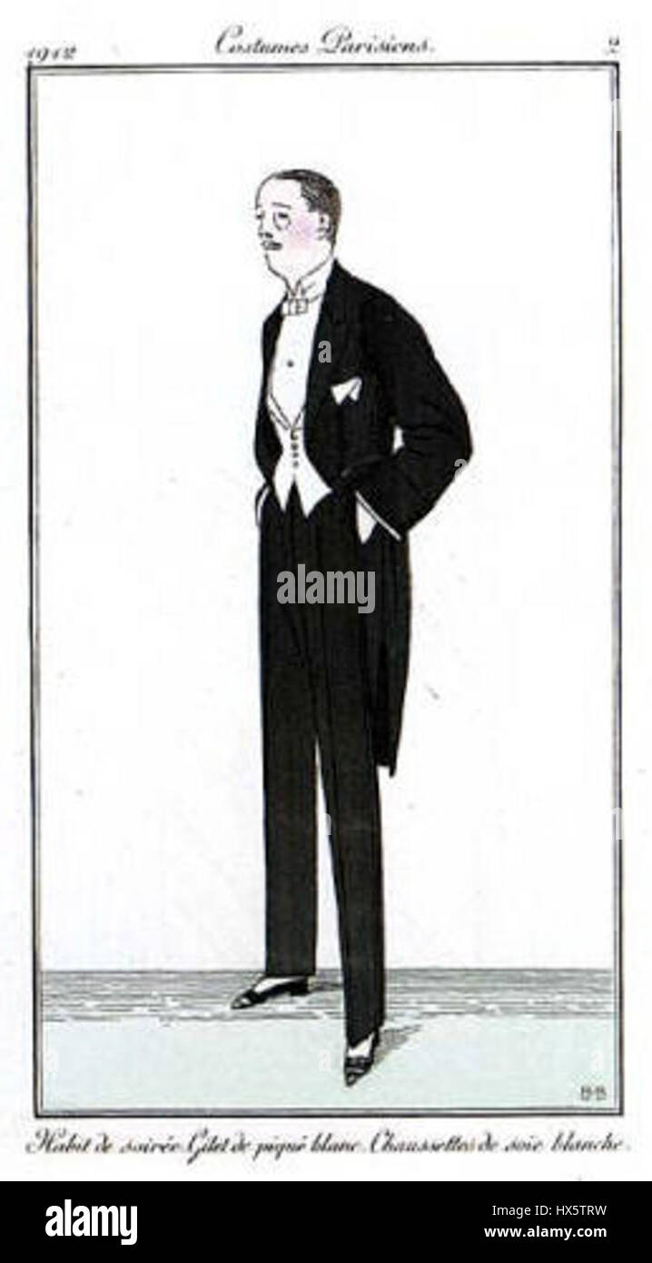 Mens evening wear costumes parisiens 1912 Stock Photo - Alamy