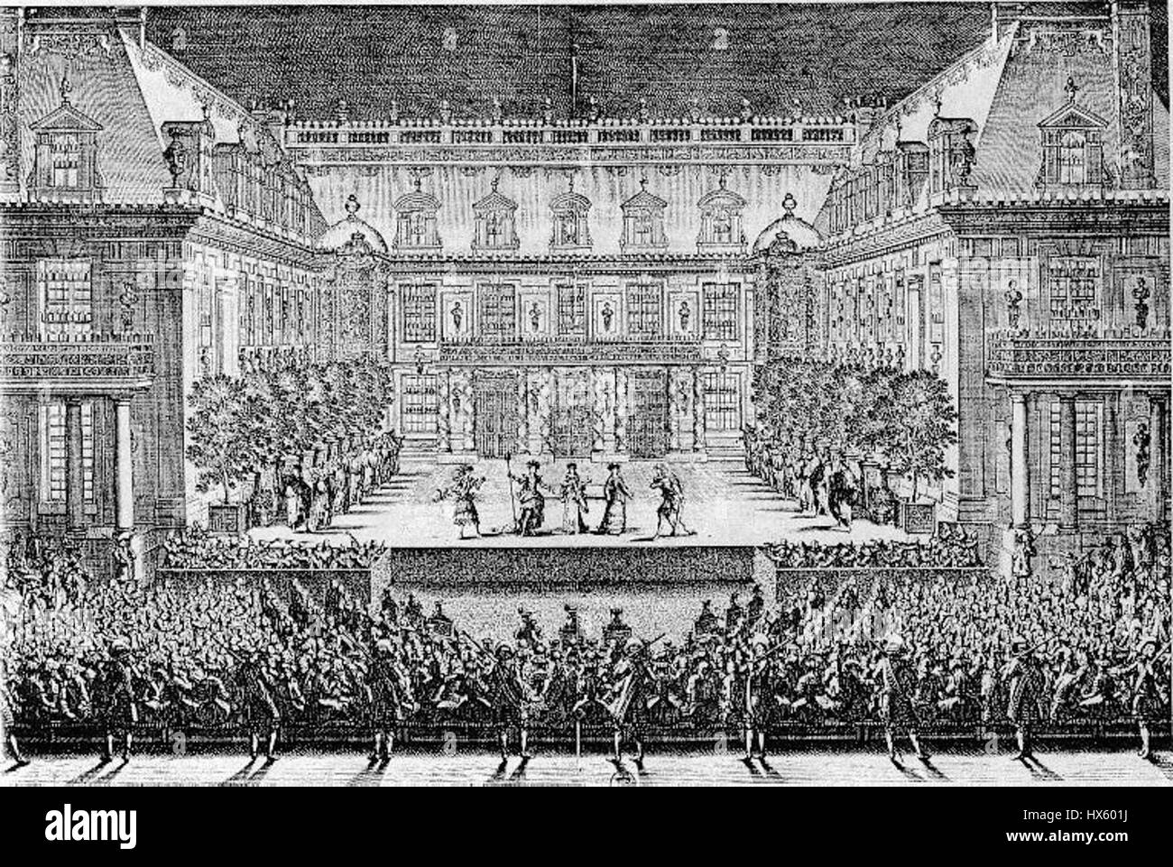 The engraving 'Representación de Alceste de Lully' by Jean Lepautre ...