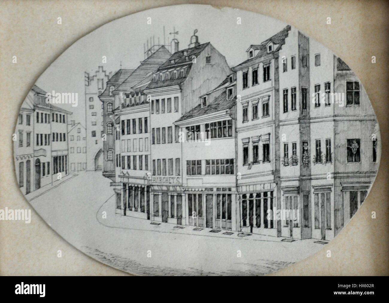 This 19th-century print depicts Ravensburg, Germany, specifically ...