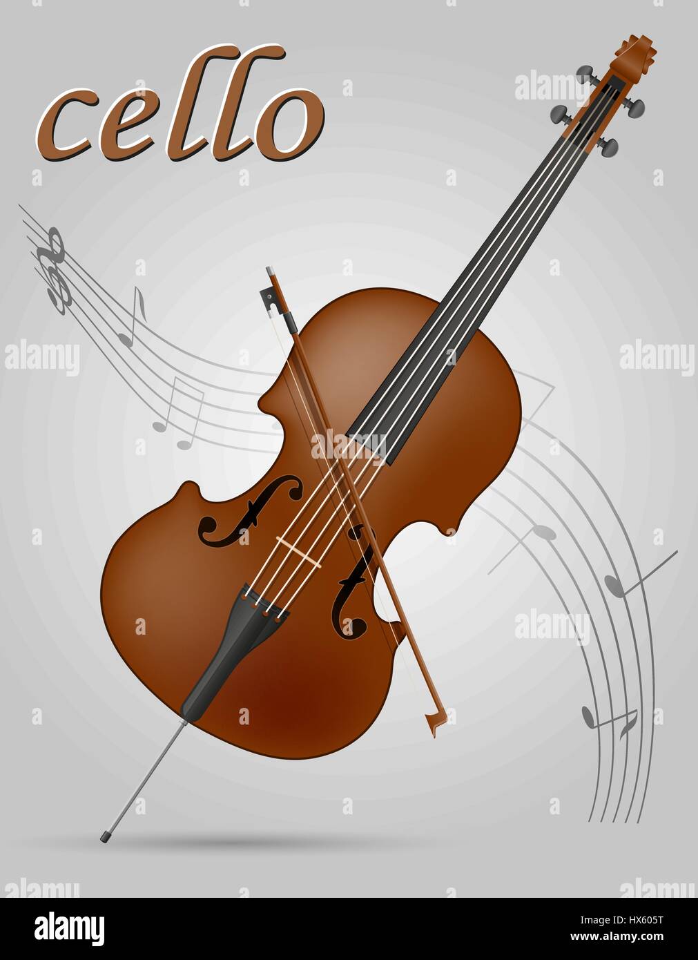 cello musical instruments stock vector illustration isolated on gray ...