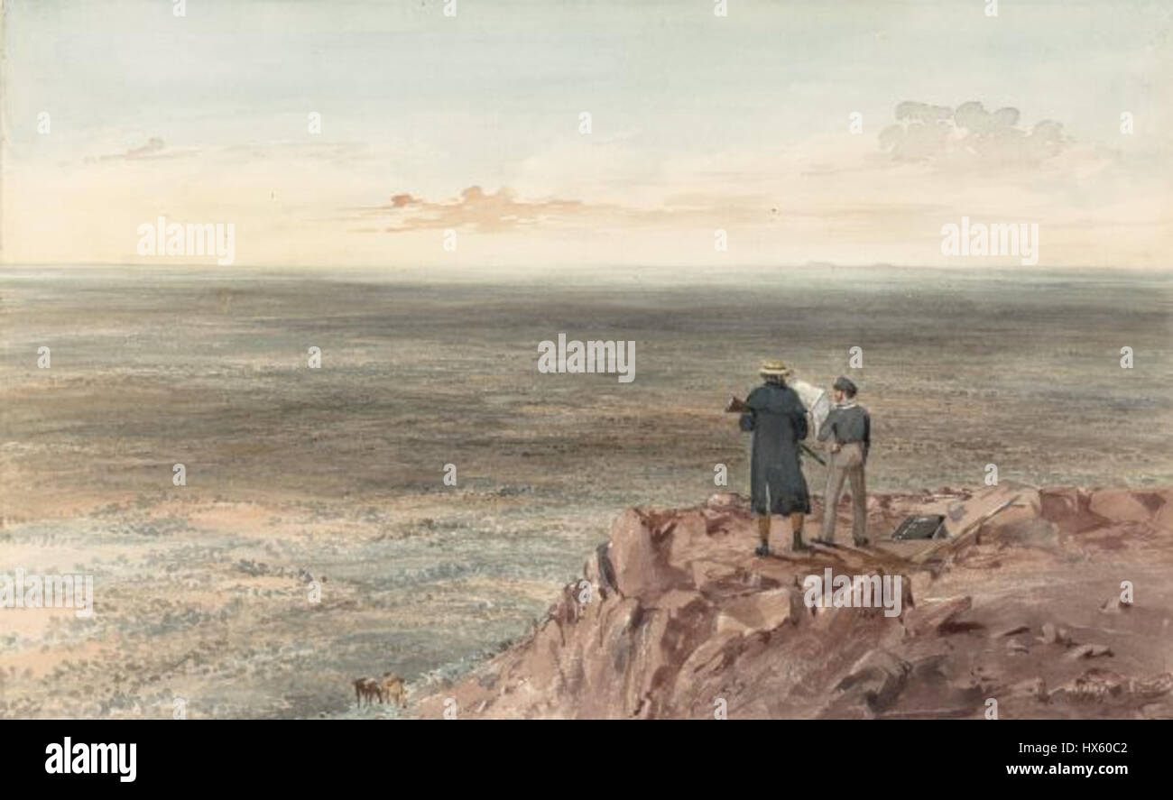 An artwork by S.T. Gill, depicting the landscape of the country ...