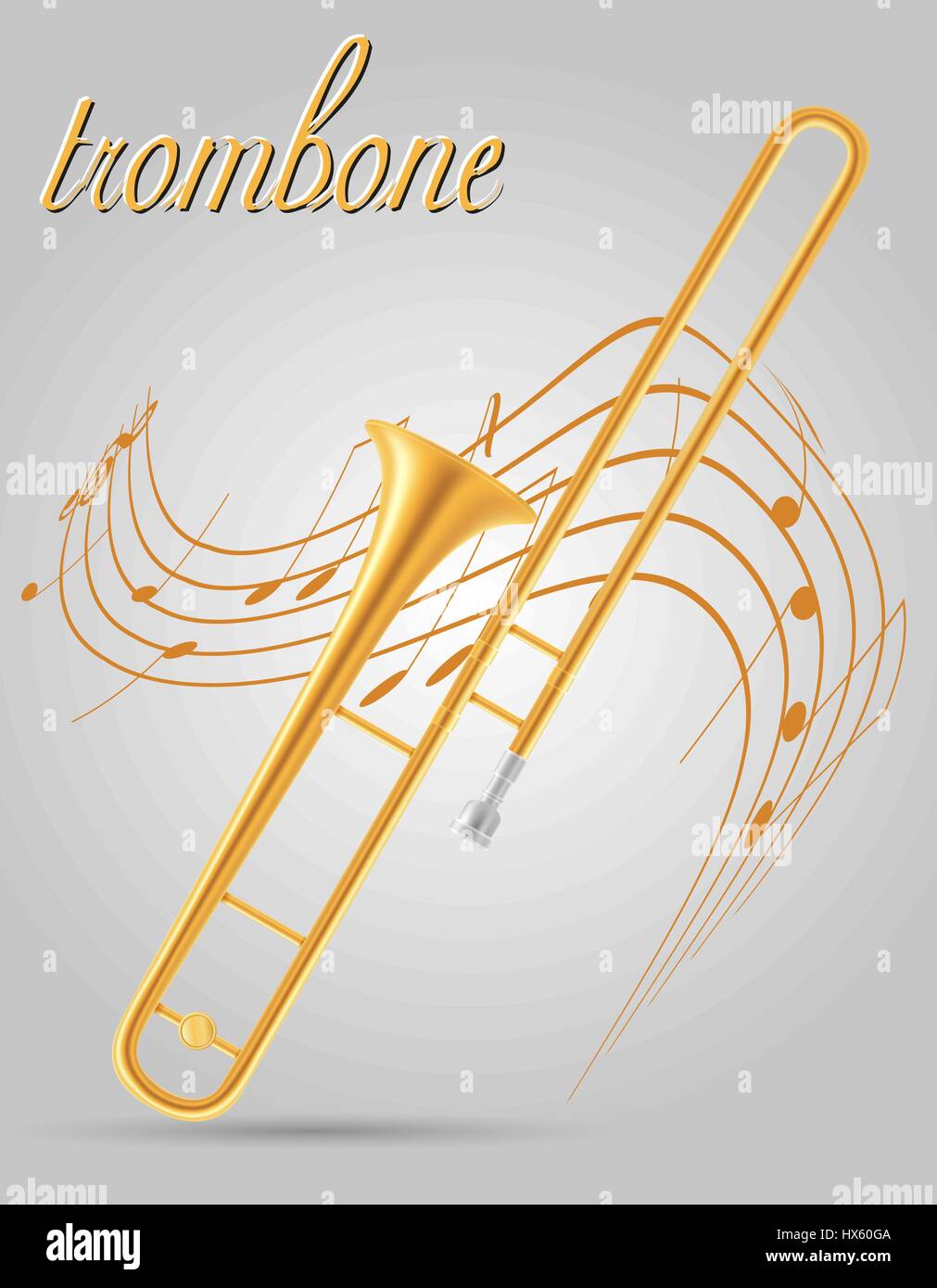 trombone wind musical instruments stock vector illustration isolated on ...