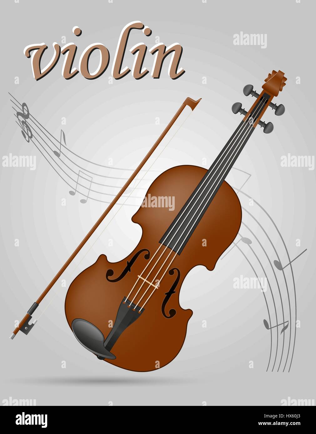 violin musical instruments stock vector illustration isolated on gray ...