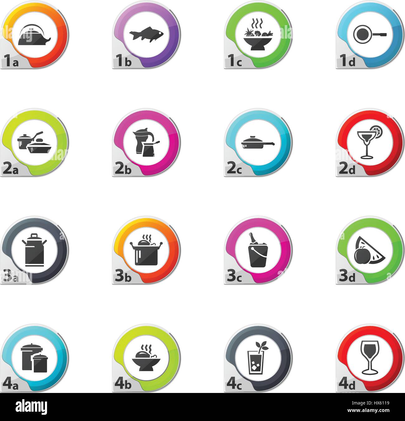 Food and kitchen web icons for user interface design Stock Vector Image ...