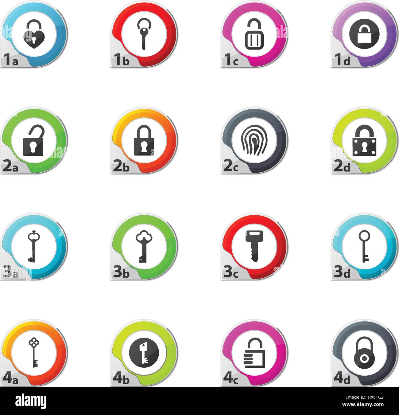 Lock and Key web icons for user interface design Stock Vector Image ...