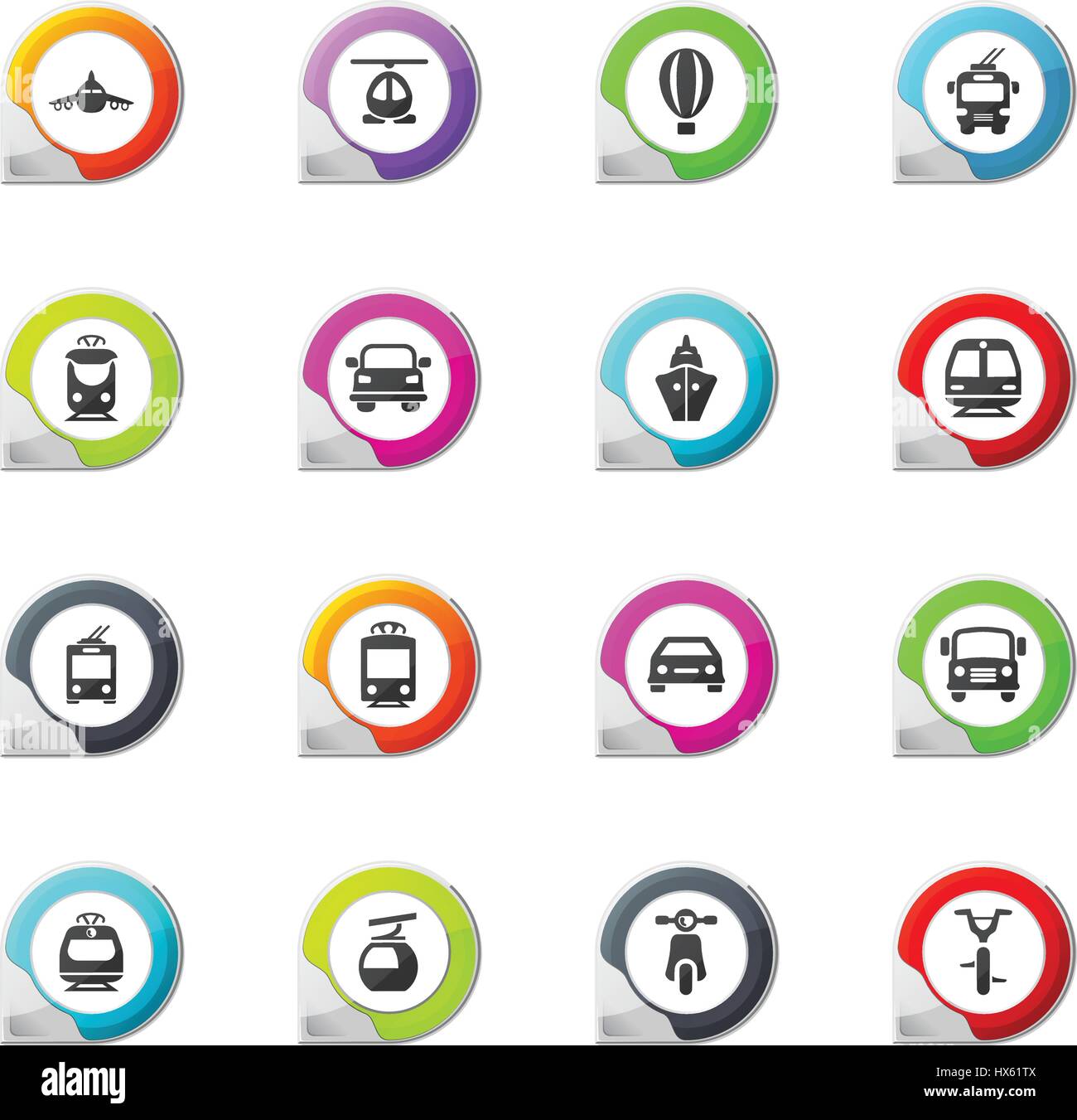 Public transport pointer on the color icons for your design Stock ...