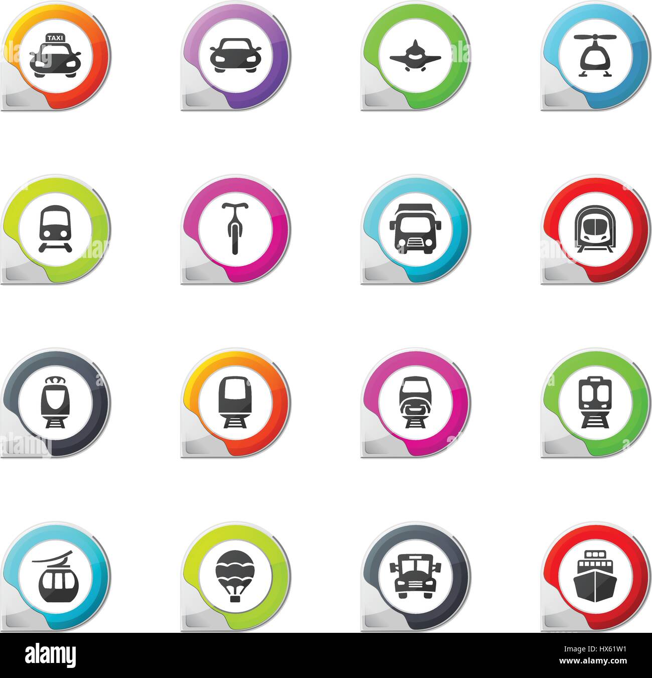 Public transport pointer on the color icons for your design Stock ...