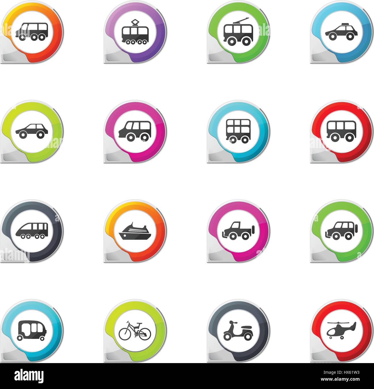 Public transport pointer on the color icons for your design Stock ...