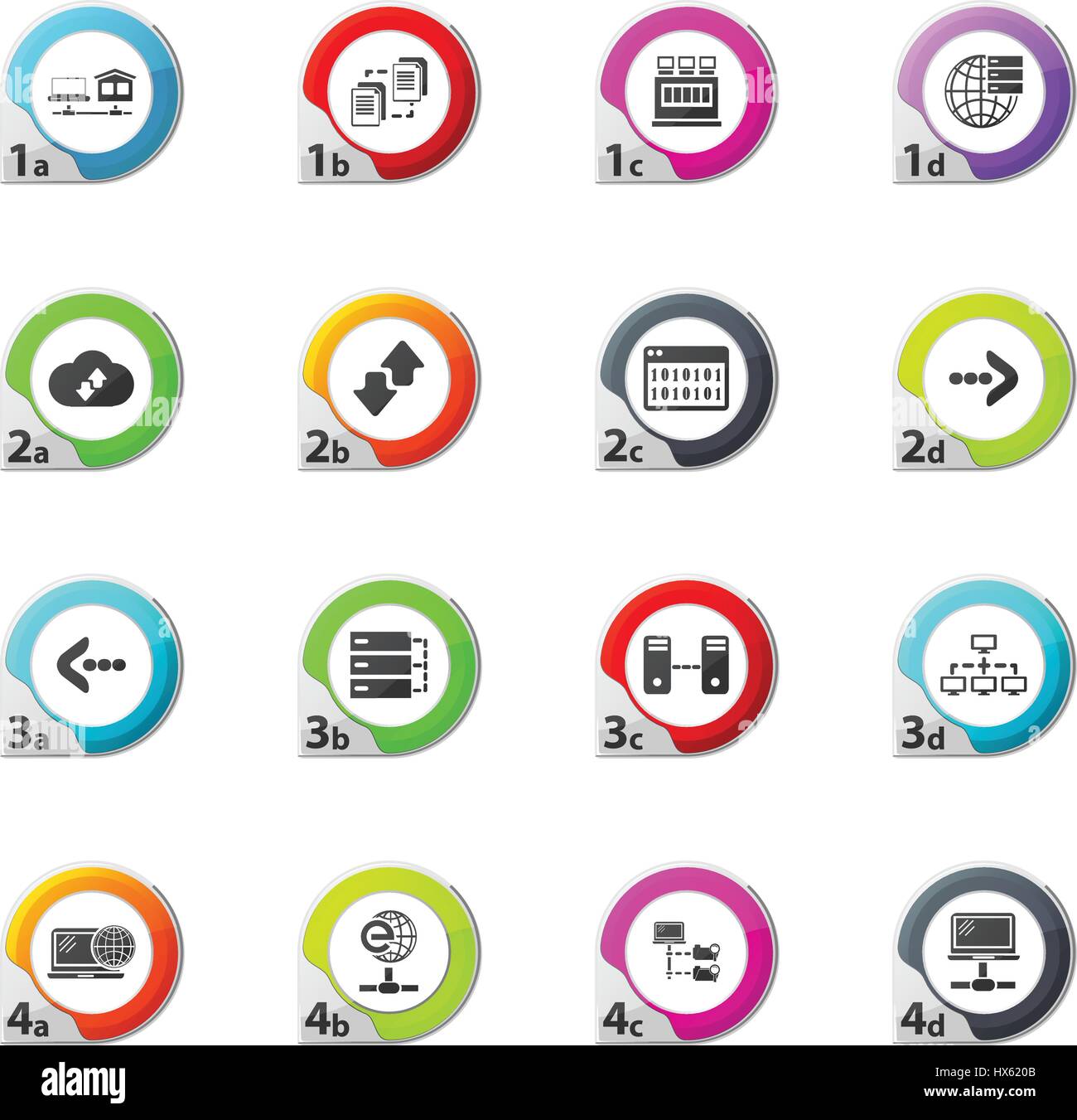 Internet, server, network web icons for user interface design Stock ...