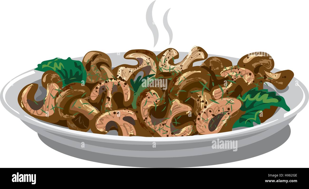 Cooked mushrooms Stock Vector Images - Alamy