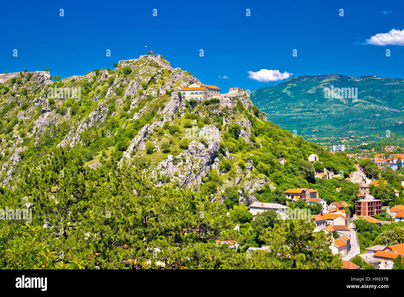 Old town Knin on the rock view, Dalmatian Zagora, Croatia Stock Photo ...