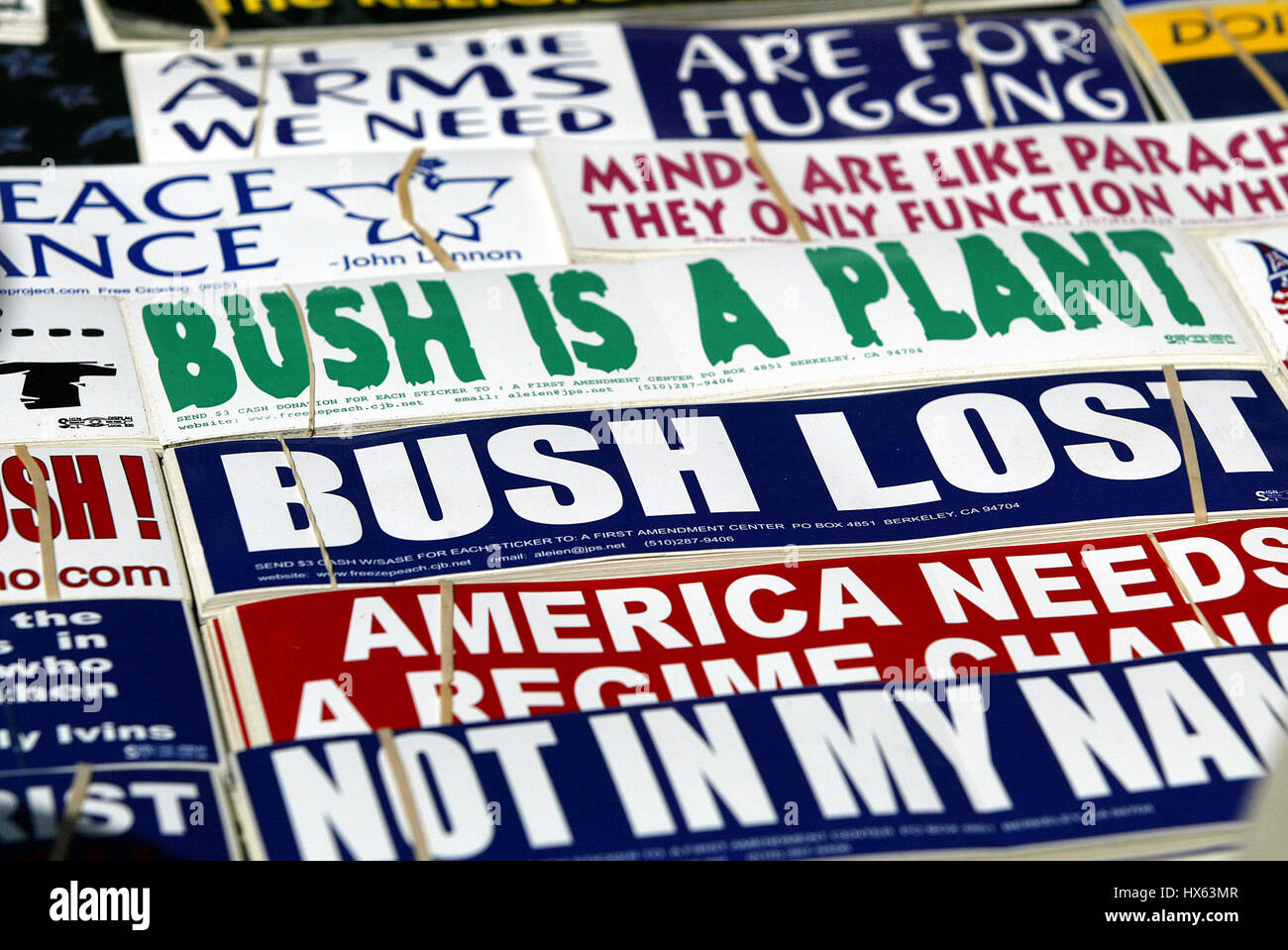 GEORGE W. BUSH ANTI BUSH CAR BUMPER STICKERS 20 March 2004 HOLLYWOOD ...