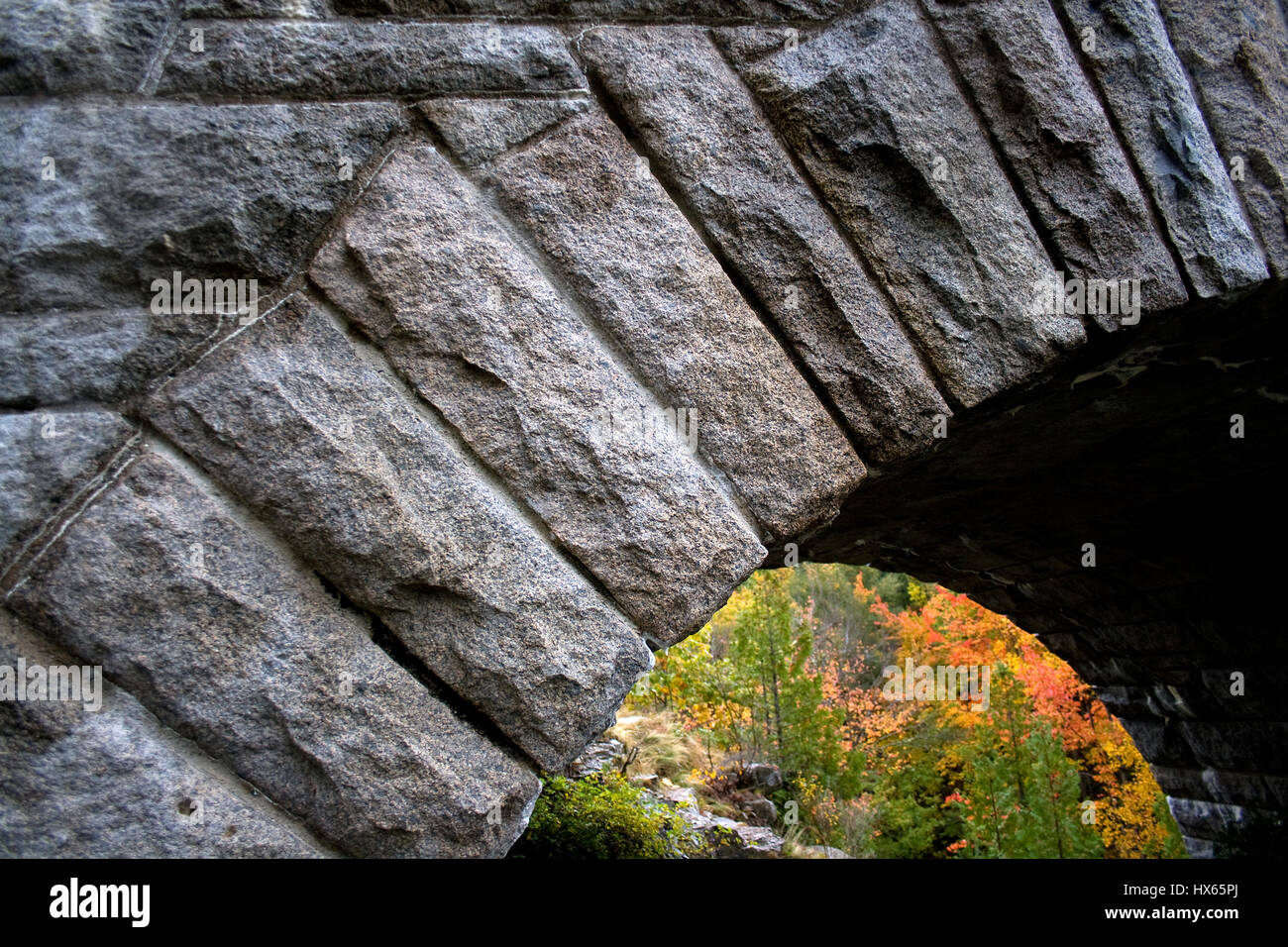 Detail of an arched stone bridge in Acadia National Park near Bar Harbor, Maine Stock Photo - Alamy