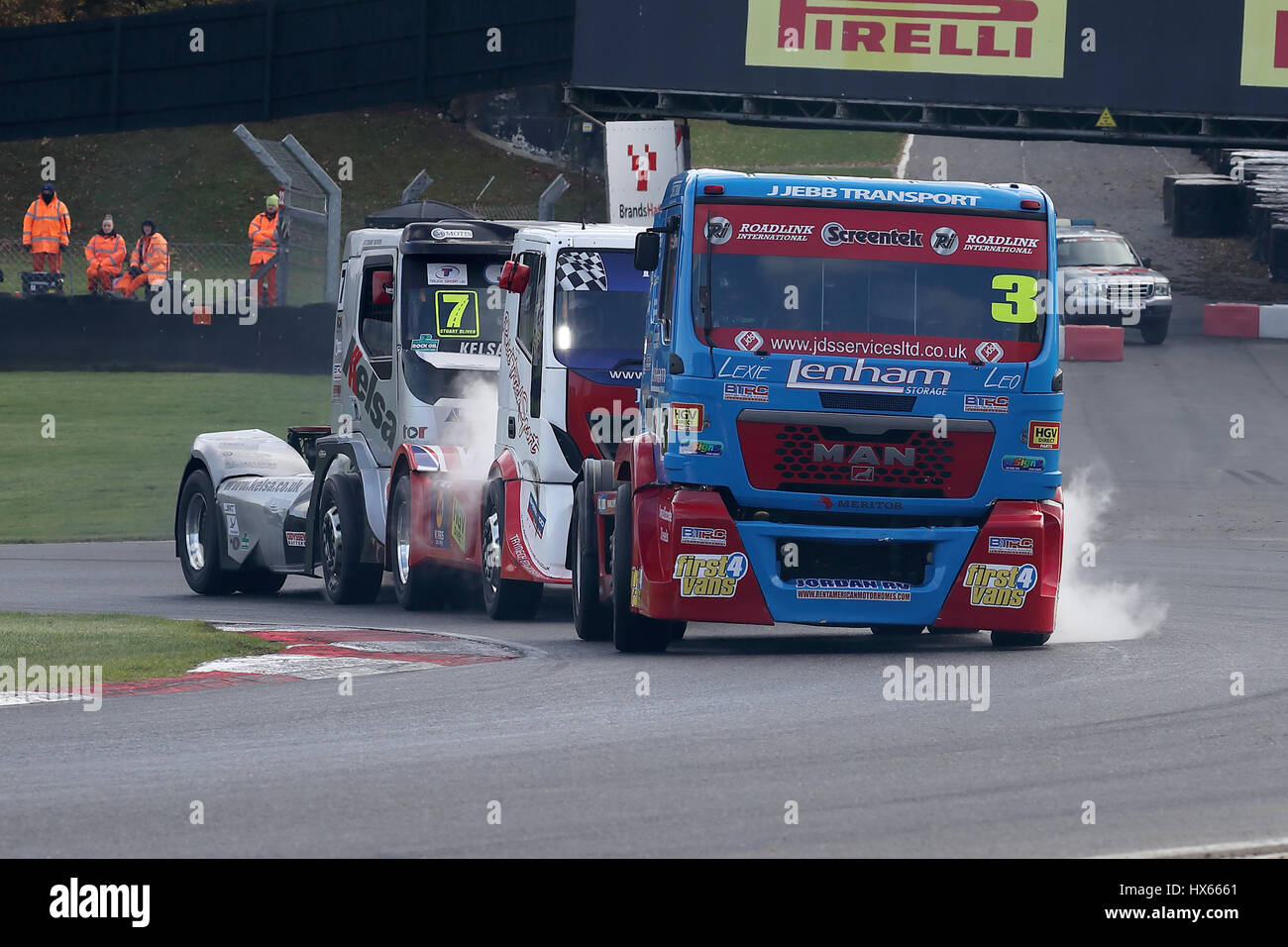 Steven Powell no 3 leading Simon Reid no 89 and Stuart Oliver no7 round ...