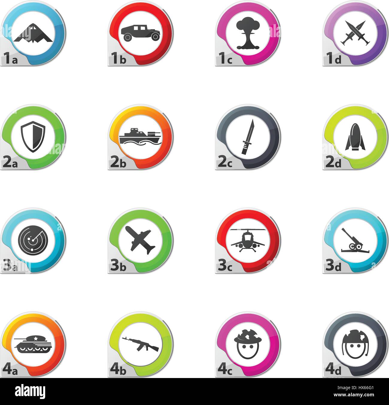 Military and war web icons for user interface design Stock Vector Image ...