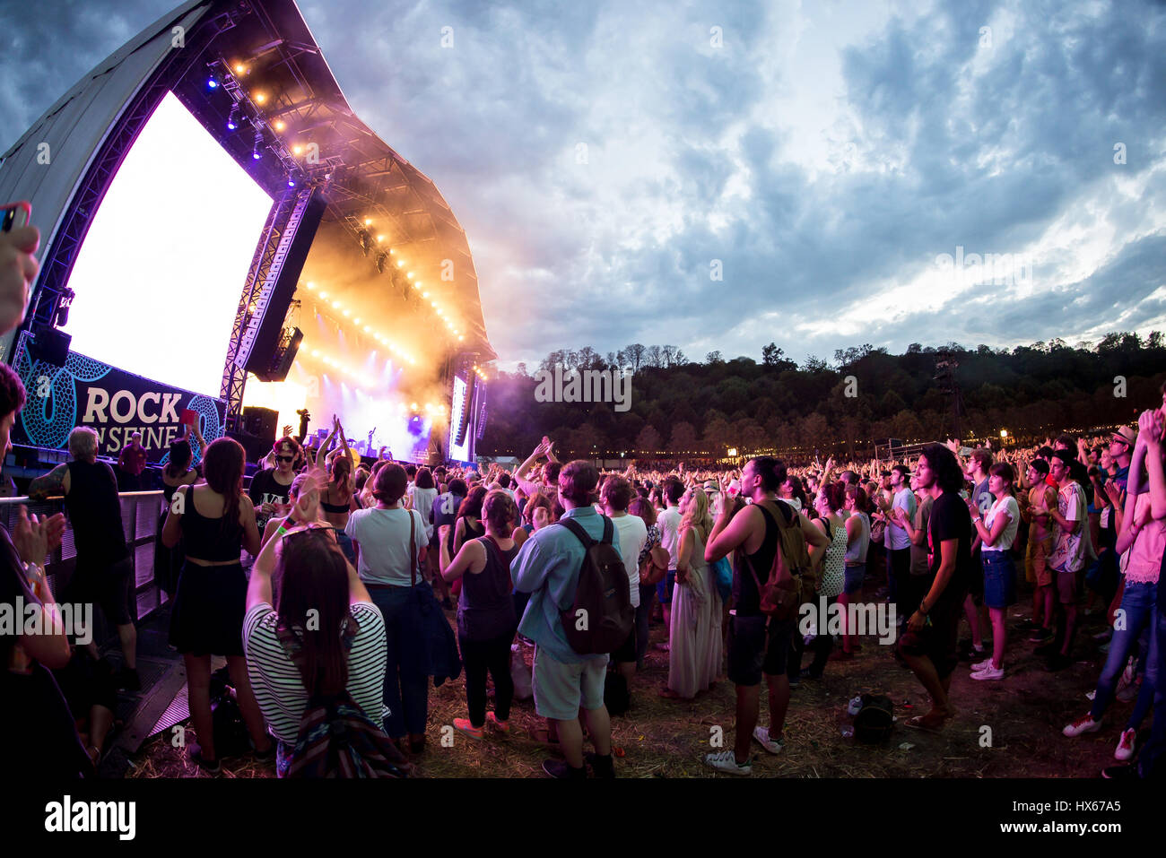 PARIS - AUG 31: Crowd in a concert at Rock En Seine Festival on August ...