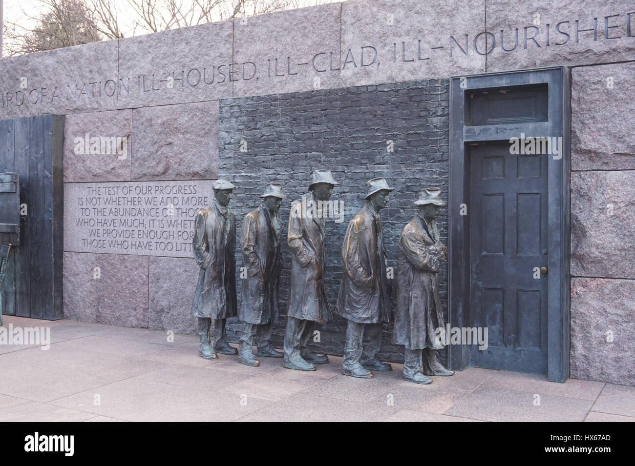 A sculpture representing the Great Depression, President Franklin ...