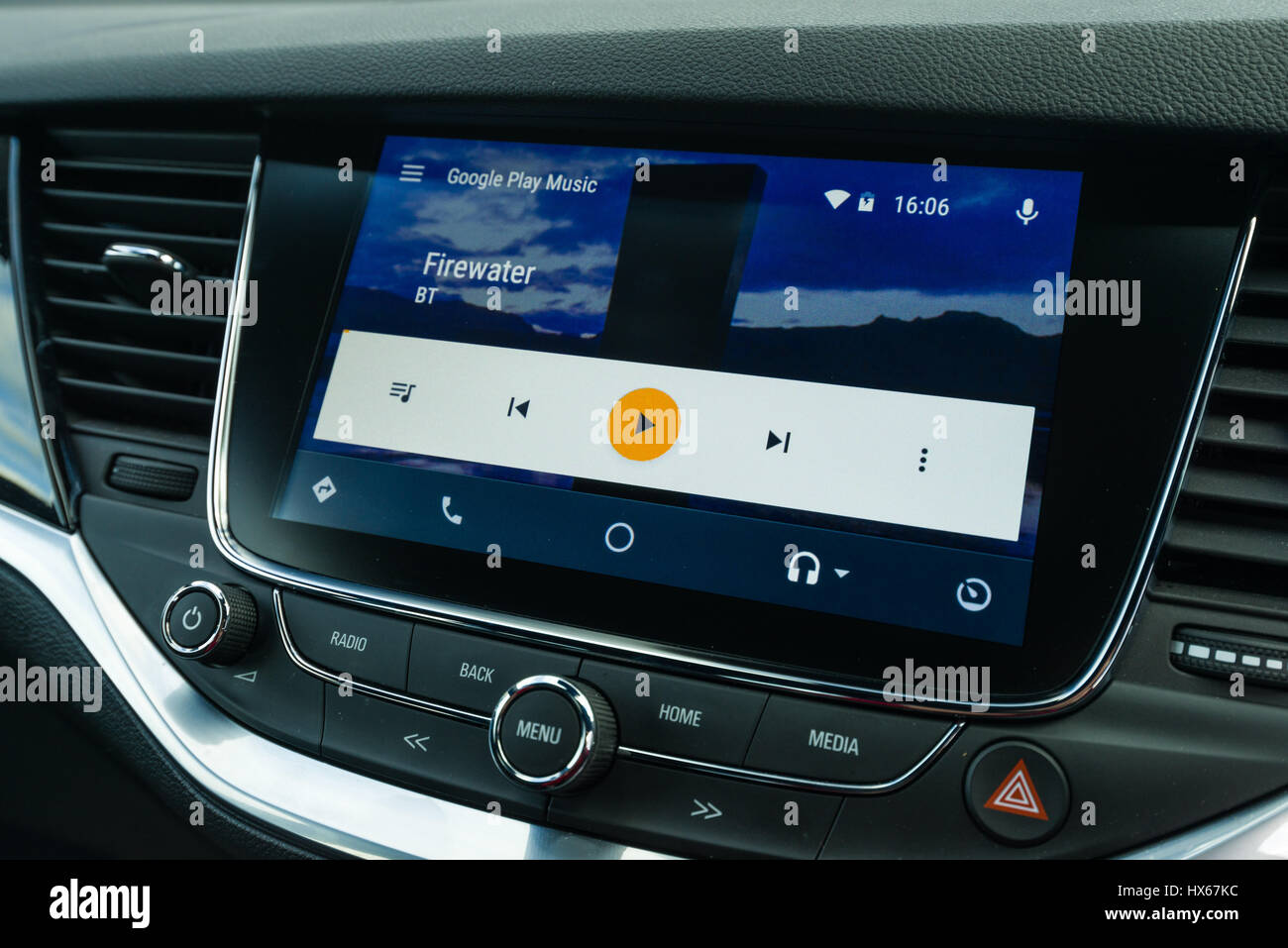 Android Auto Car Vehicle Navigation Interface Showing Google Play Music ...