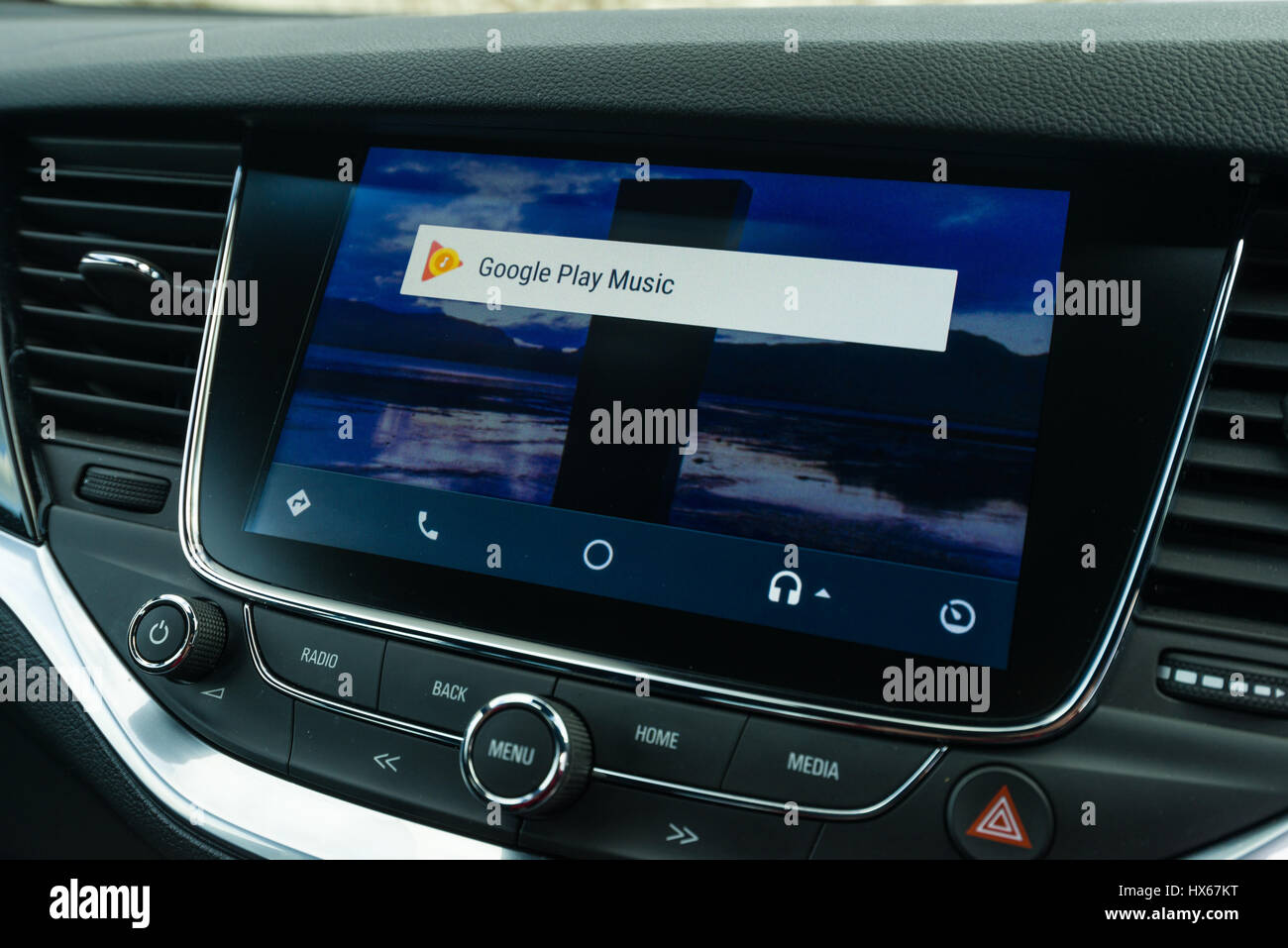 Android Auto Car Vehicle Navigation Interface Showing Google Play Music ...