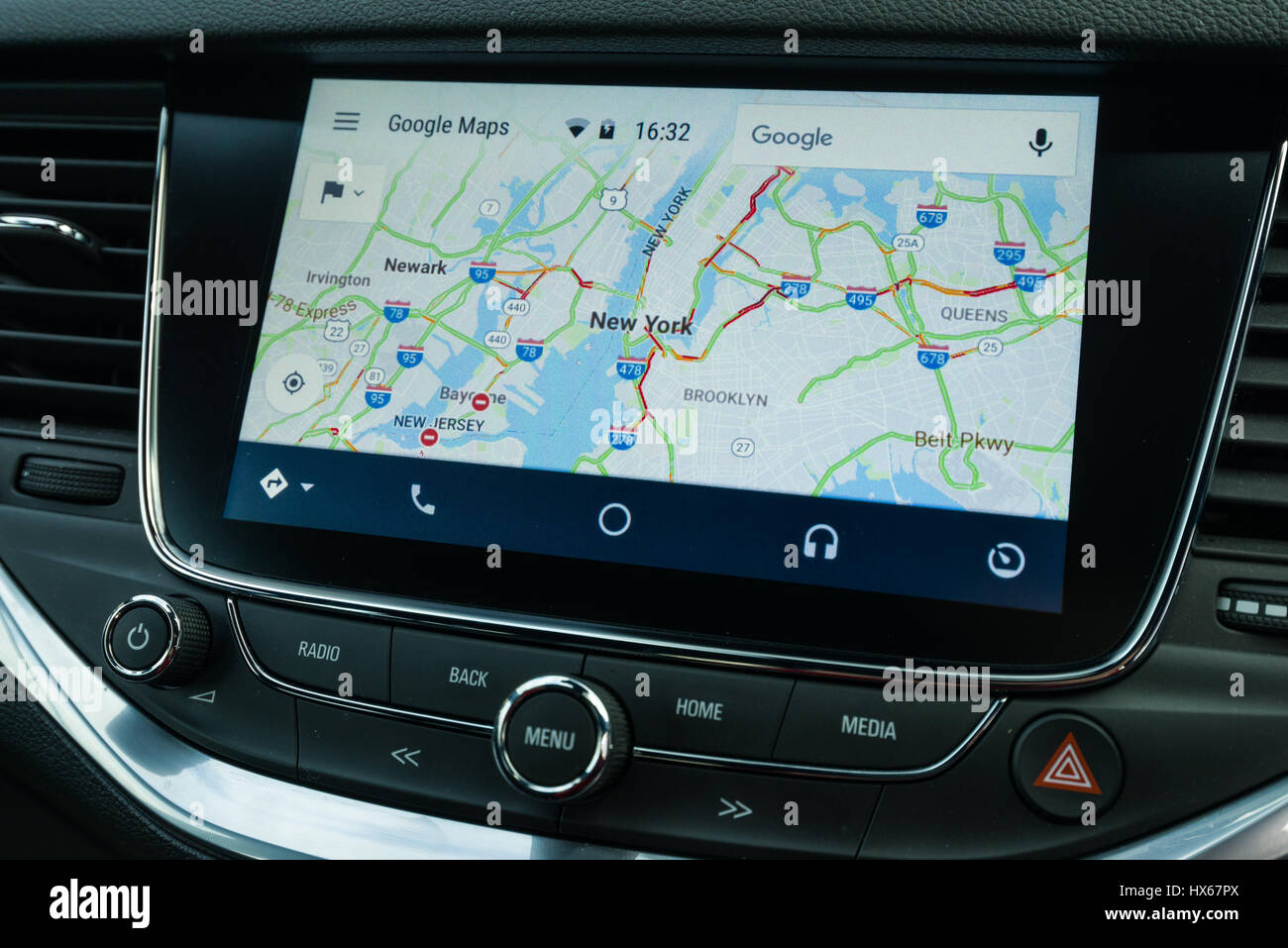 Android Auto Maps Navigation Car Vehicle Interface Showing New York ...