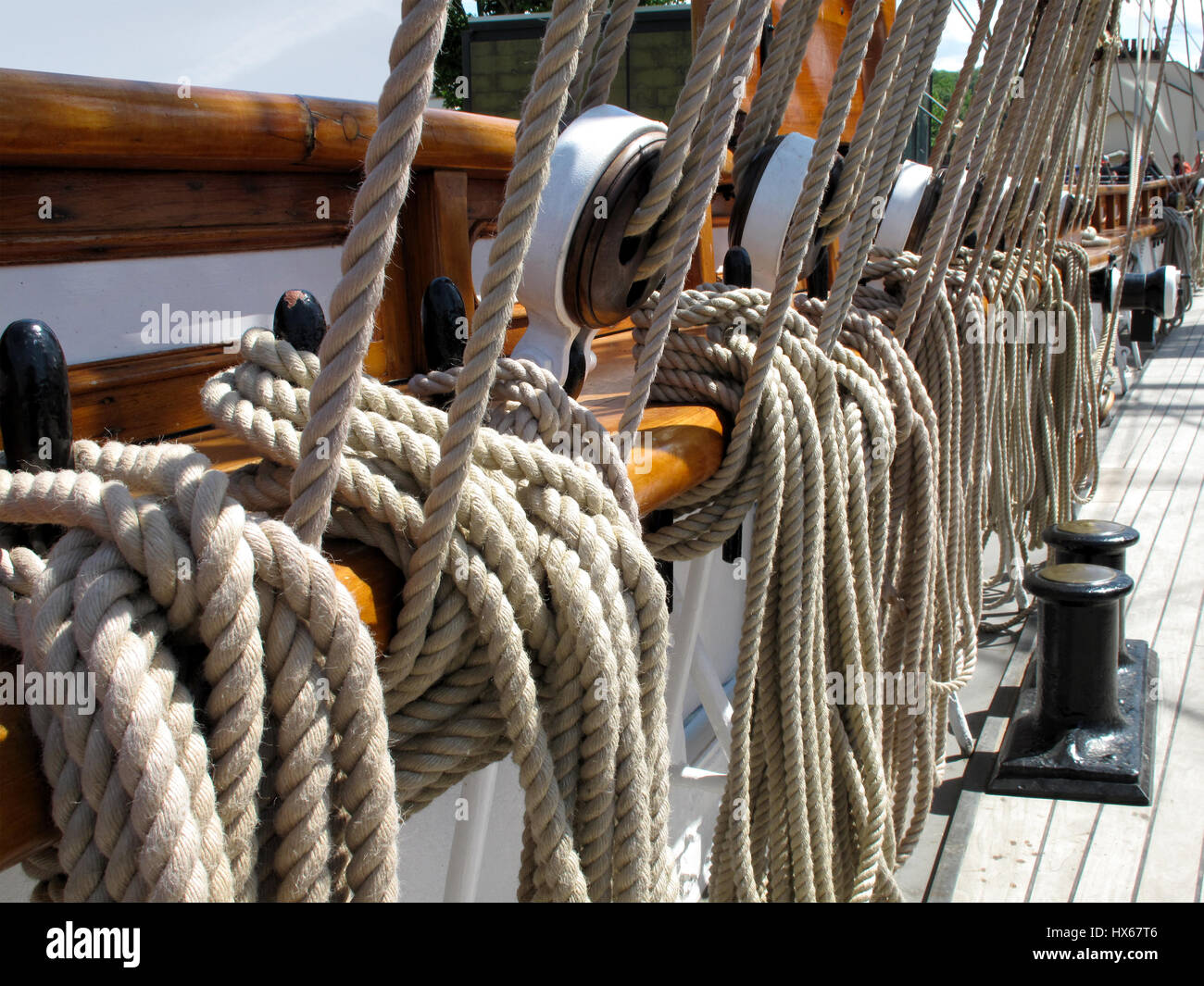Many ropes on an old vessel Stock Photo - Alamy