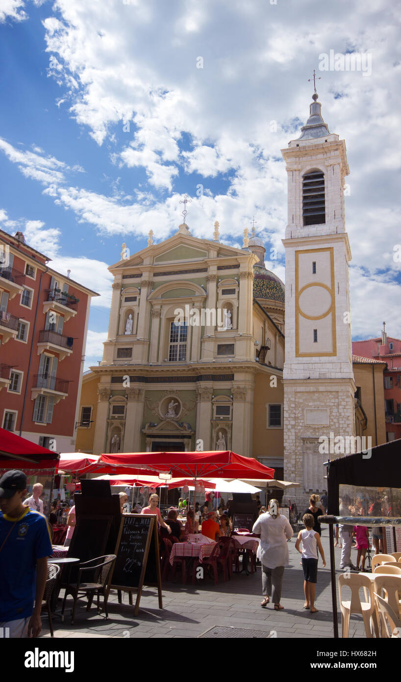 The cathedral of Sainte Reparate, at Place Rossetti, Nice, France, in a ...