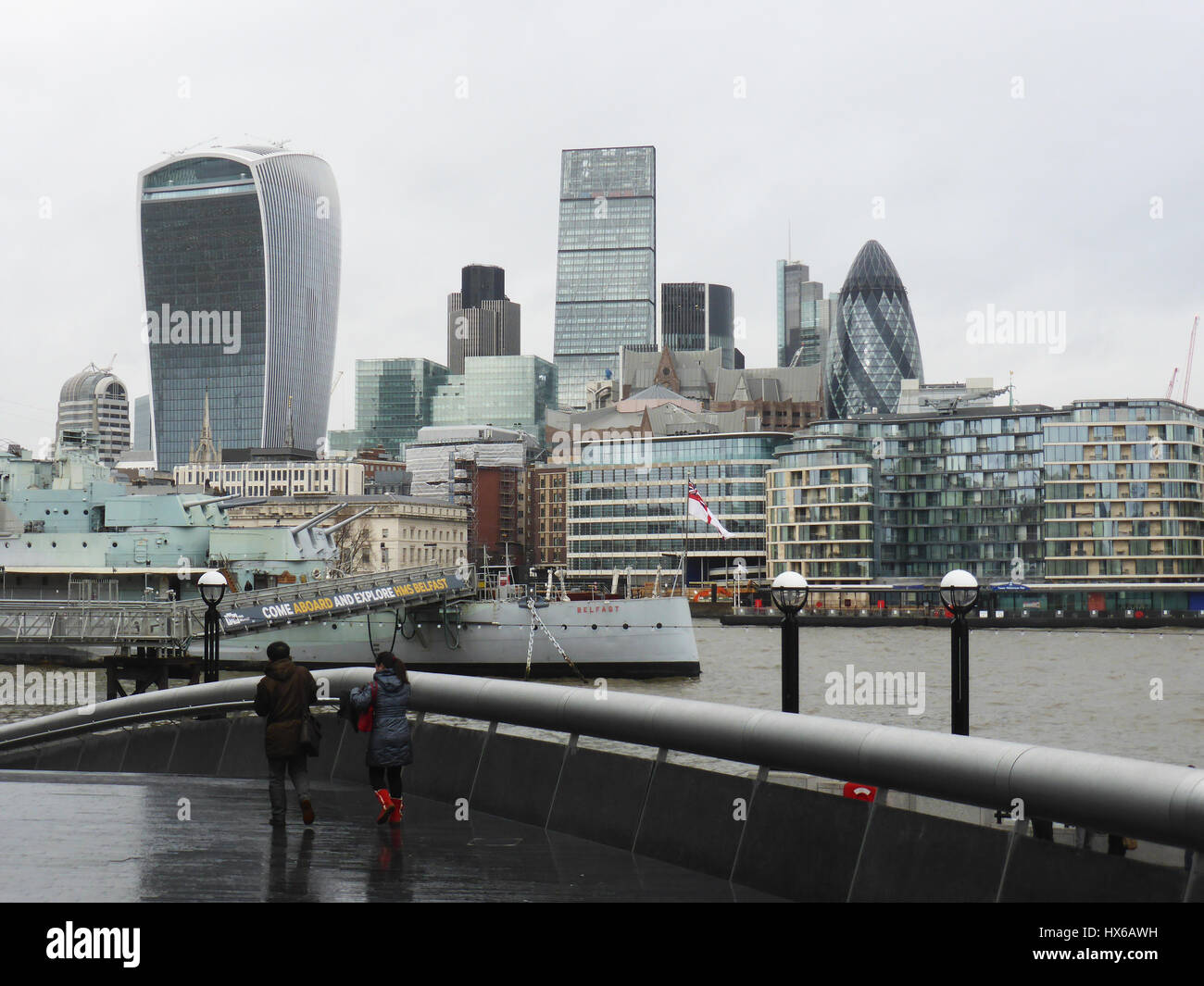 London, United Kingdom - February 08, 2016: The Belfast Battleship and ...
