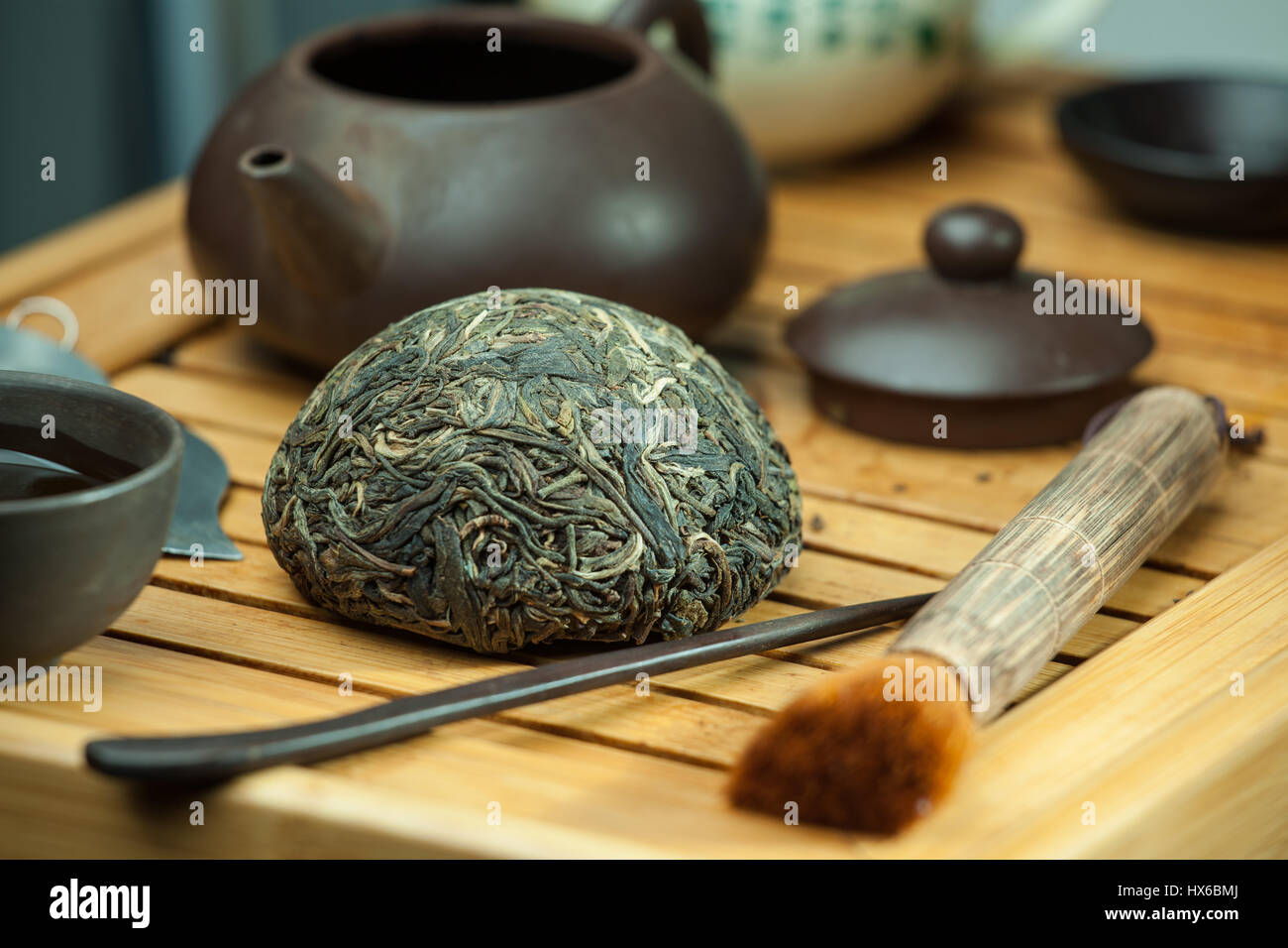 shen puer Chinese tea tuo cha on chaban (tea table) whis tea acessories ...