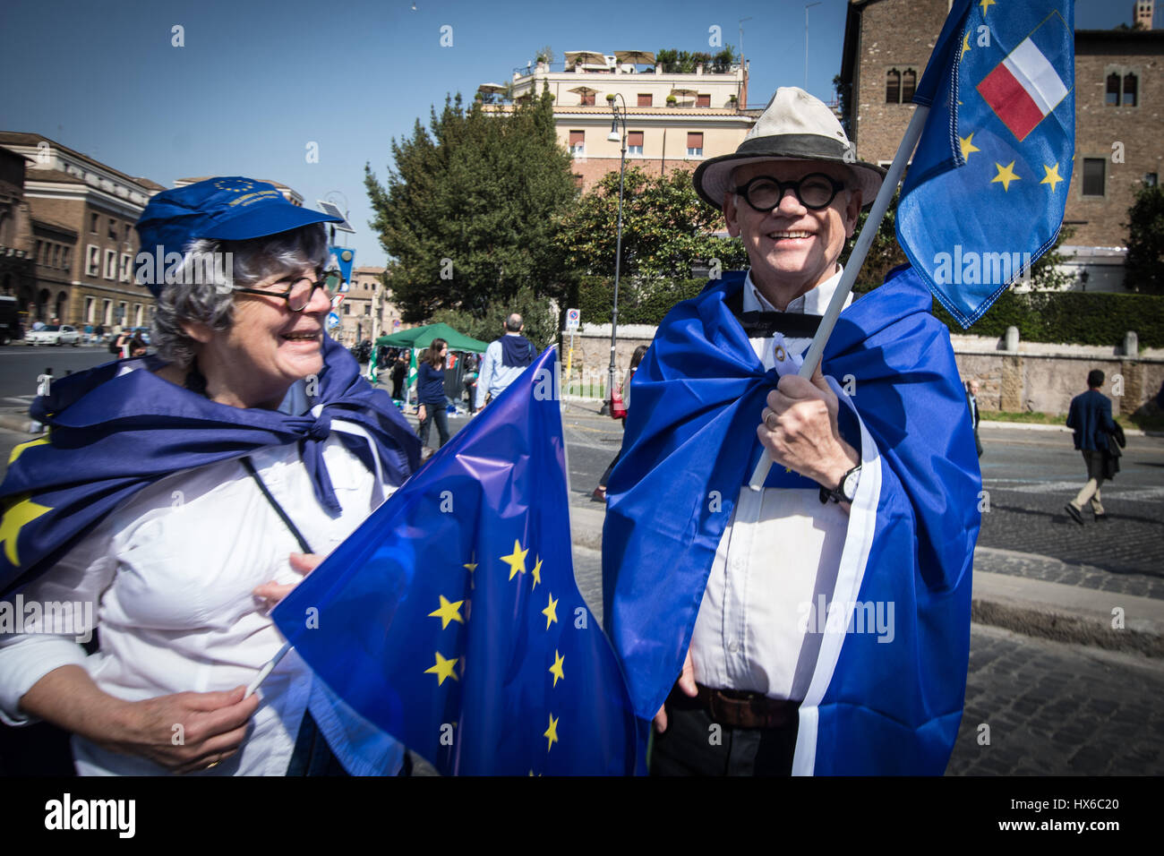 Rome, Italy. 25th Mar, 2017. A gathering for the March for for Europe ...