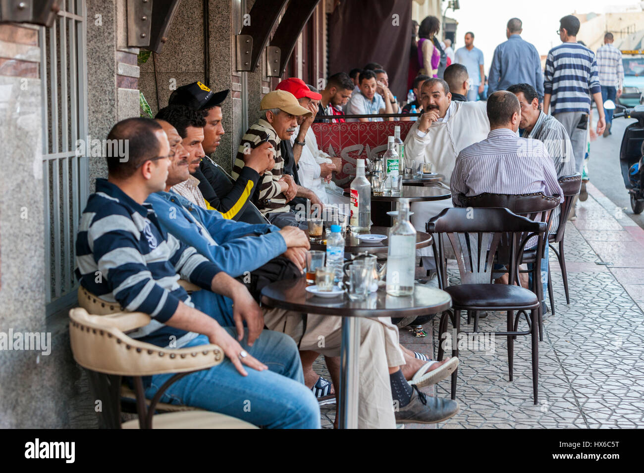 Meknes, Morocco. Men at a Sidewalk cafe Stock Photo - Alamy