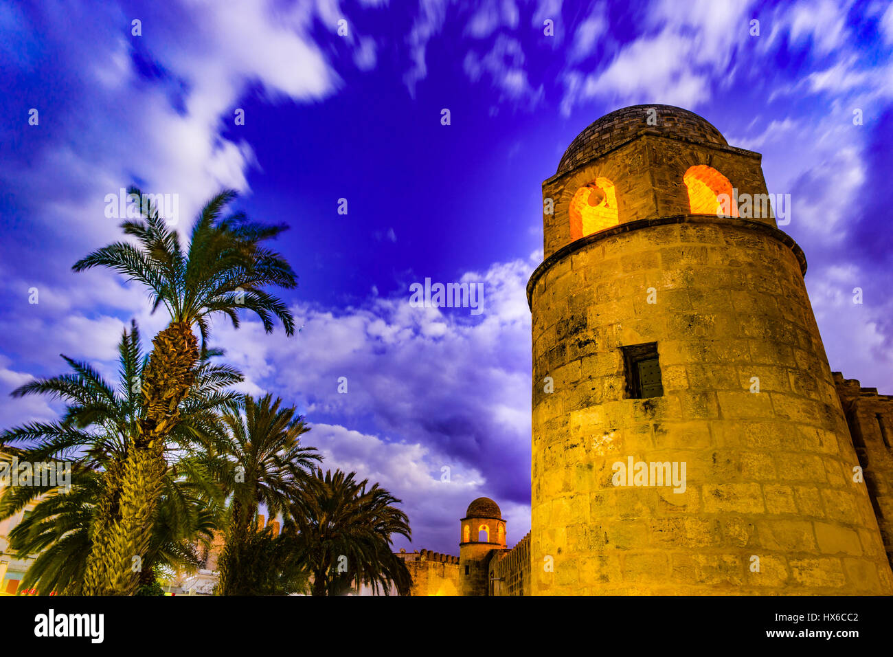 Night photo of Mosque in Sousse Stock Photo - Alamy