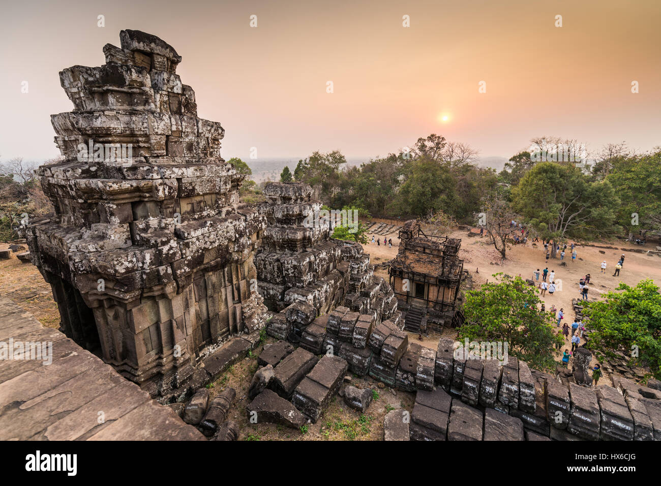 Sunset on the Phnom Bakheng temple, Angkor temples, Siem Reap, Cambodia ...