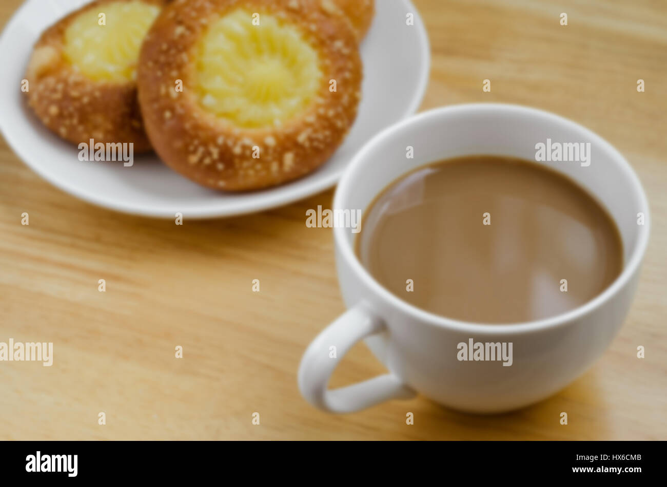 Custard Bun and Coffee for Coffee Break Stock Photo - Alamy